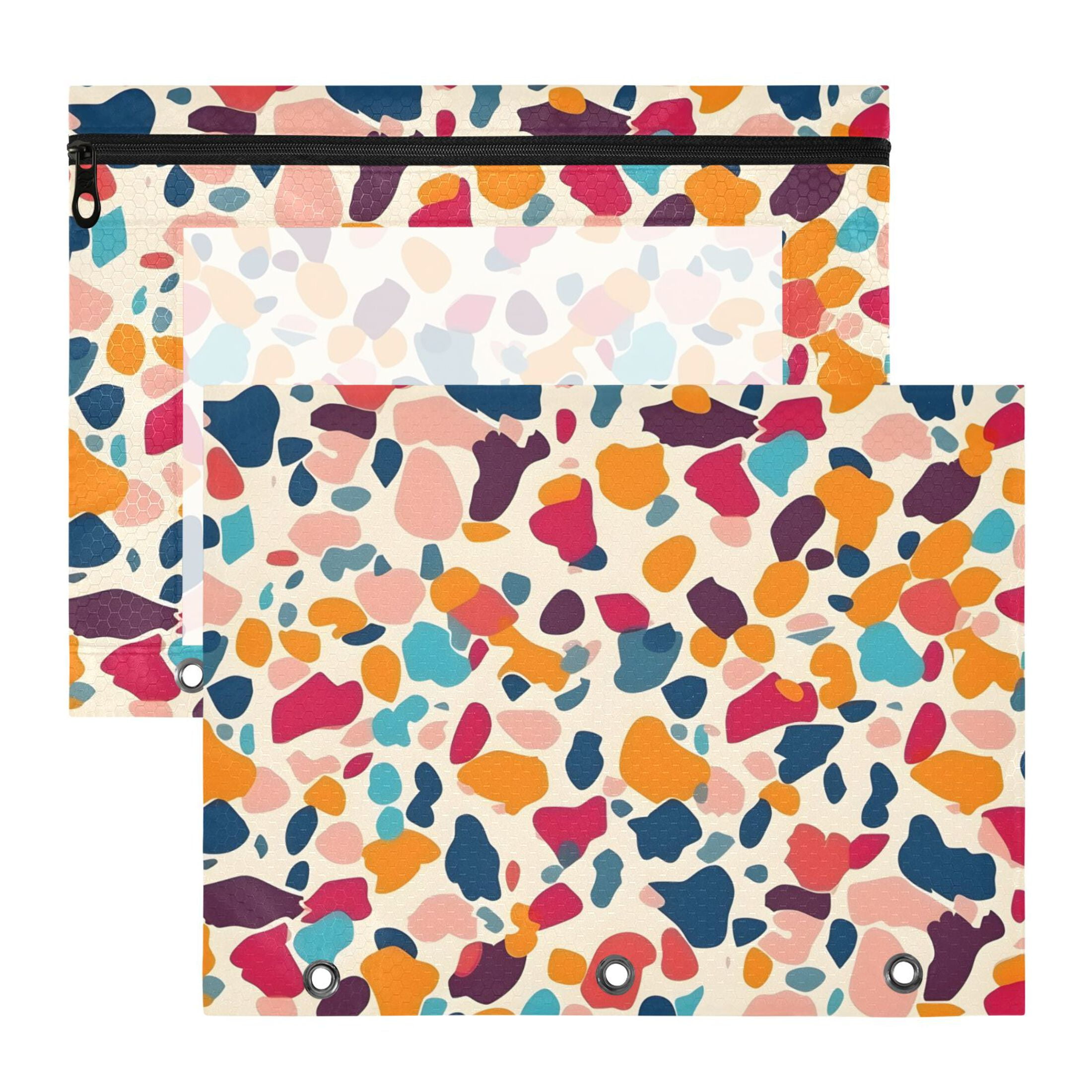 Colorful Spots 3-Ring Binder Pouches A4 Size Zipper Pocket File Storage ...