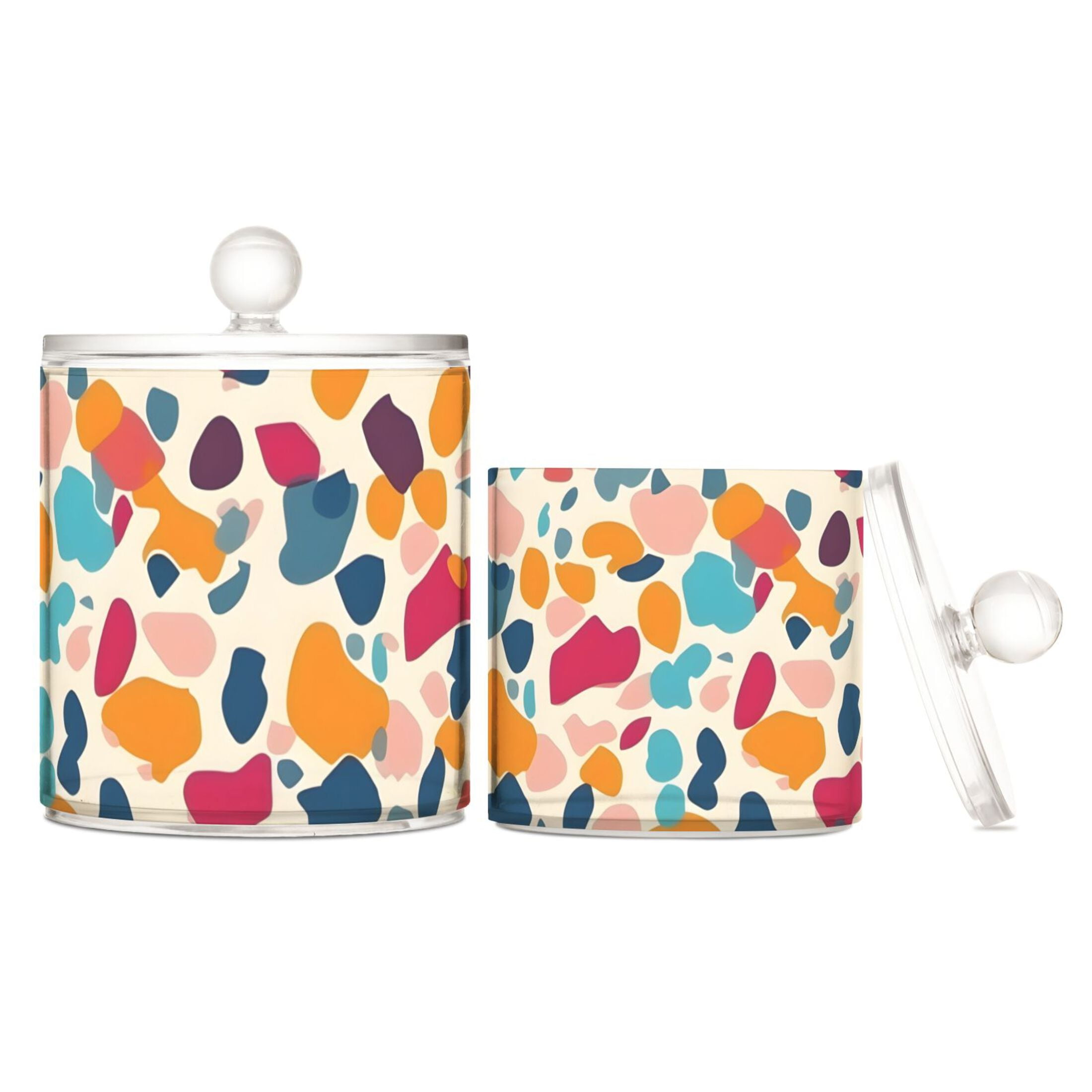 Colorful Spots Translucent Plastic Cans Storage Canisters with Lid Two ...