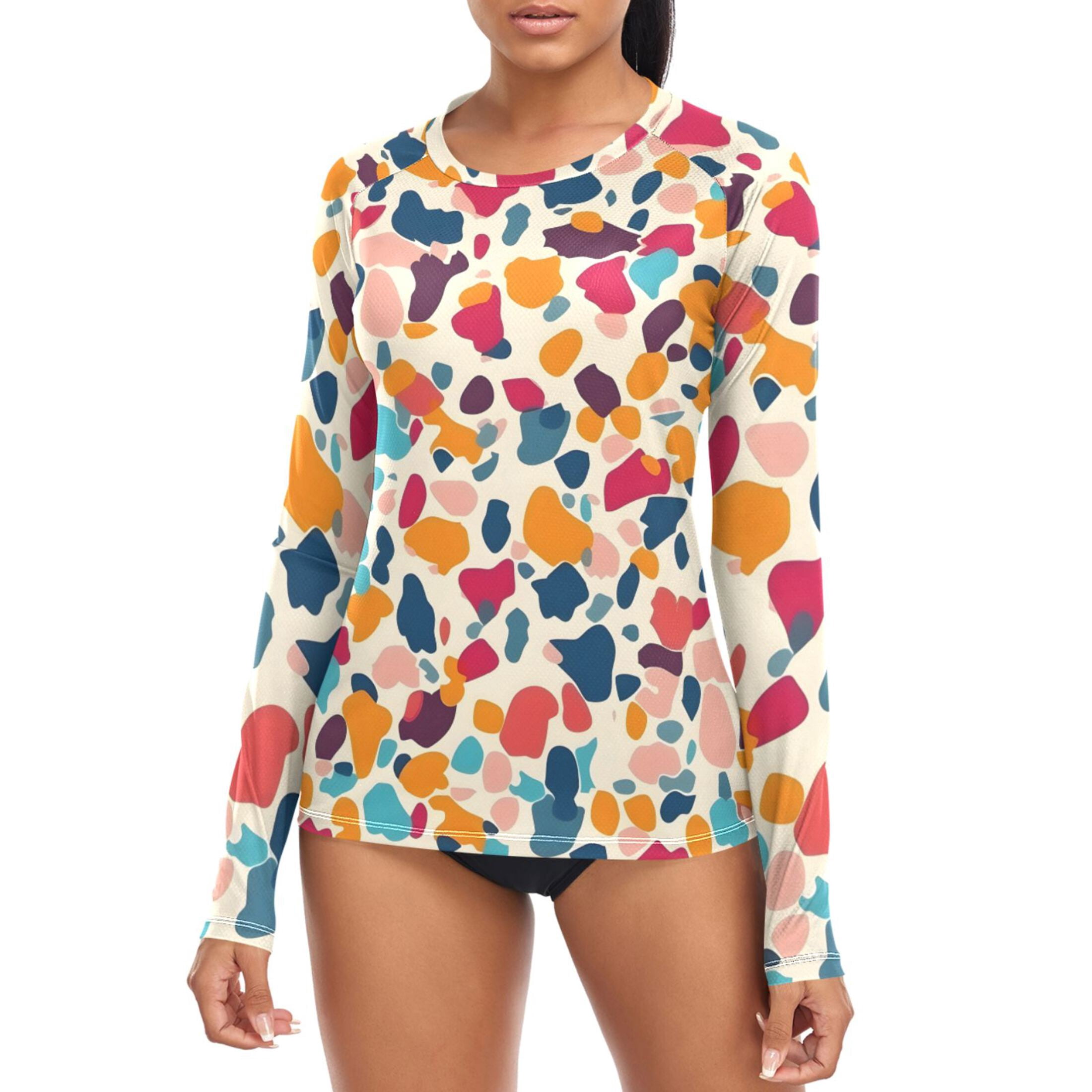 Colorful Spots Women's Rash Guard Shirts UPF 50+ Sun Protection ...