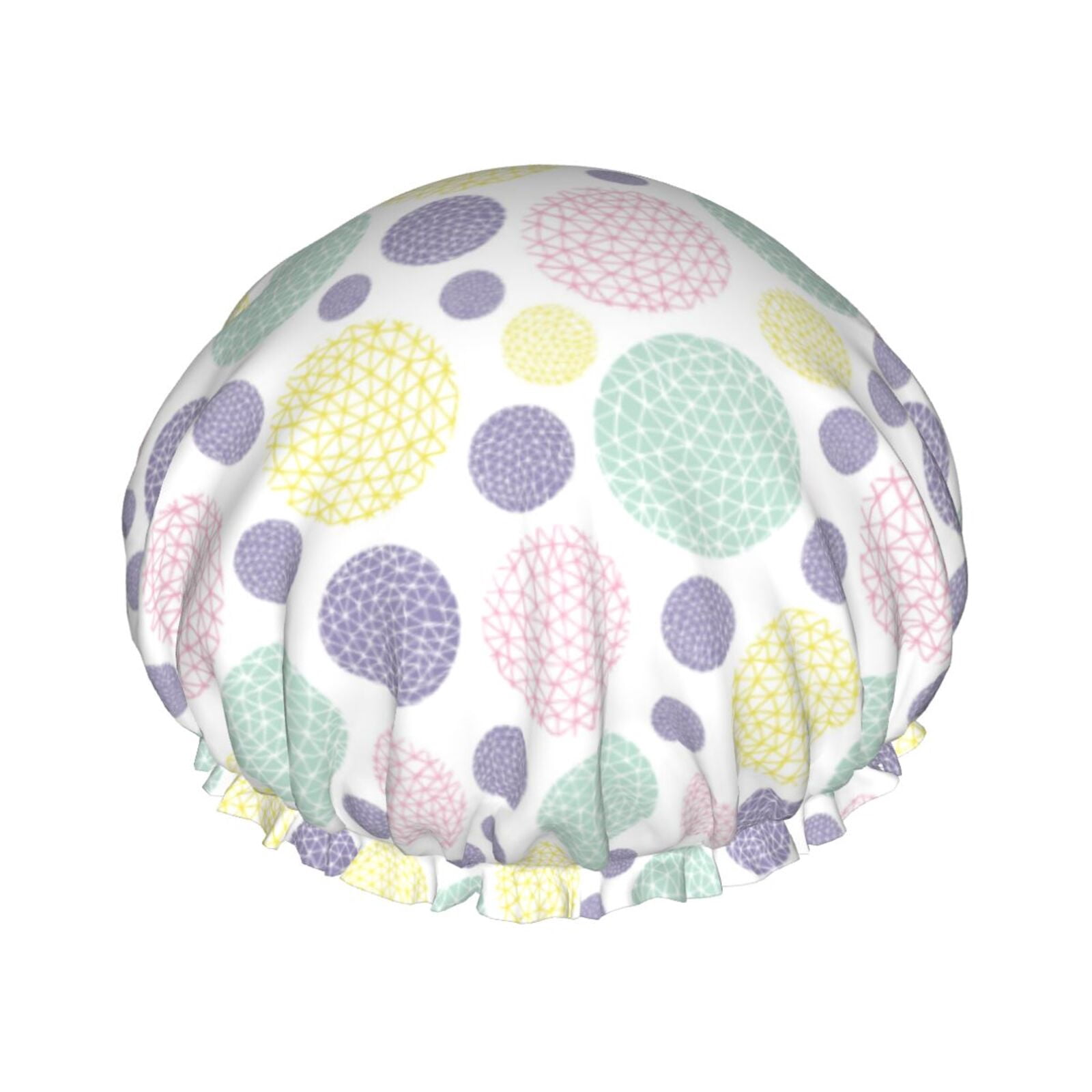 Colorful Spotty circular Shower Cap, Double Layers Shower Cap Rreusable ...