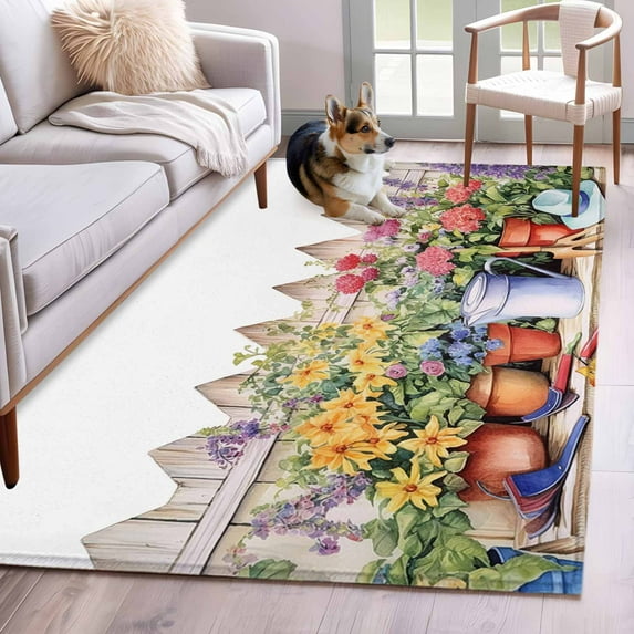 Colorful Spring Floral Area Rug 3x5 FT, Non Slip Entryway Bedside ...