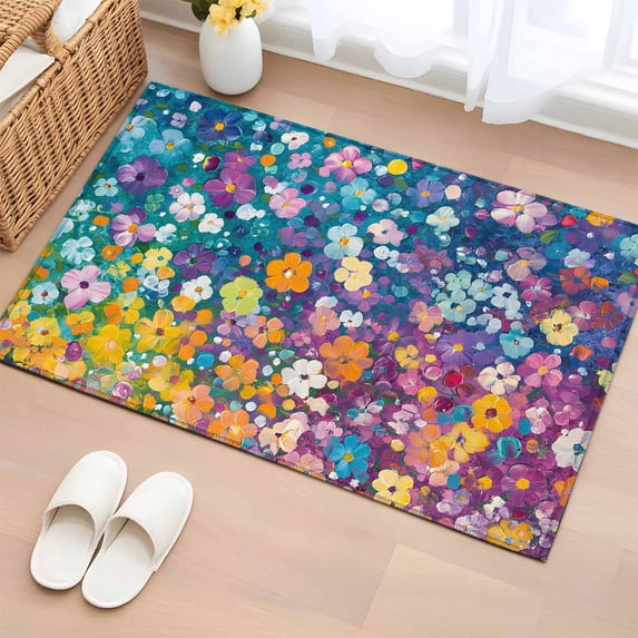 Colorful Spring Floral Bathroom Mats 2x3 FT,Non Slip Small Kitchen Mat ...