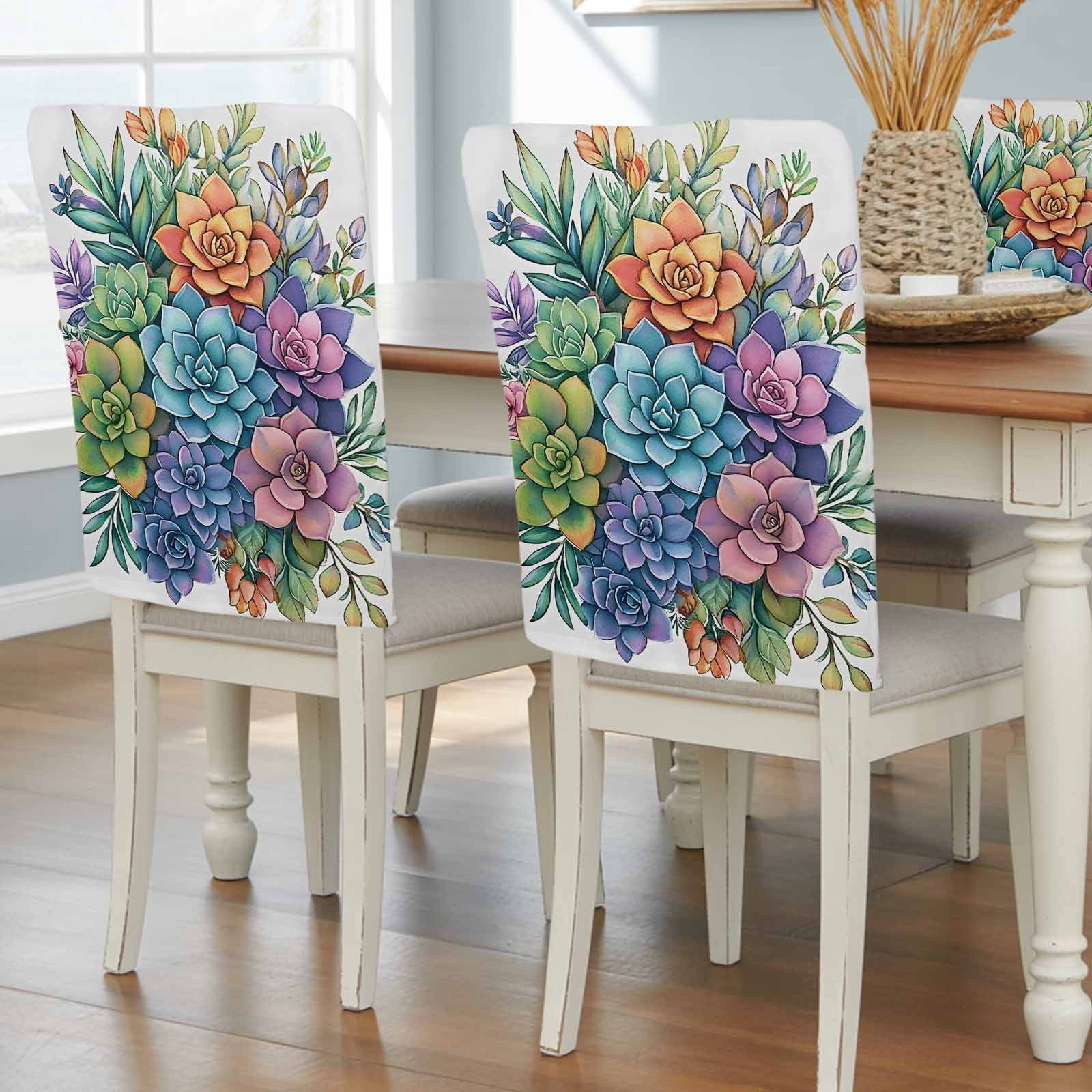 Colorful Spring Floral Chair Back Covers, Summer Botanical Farmhouse ...