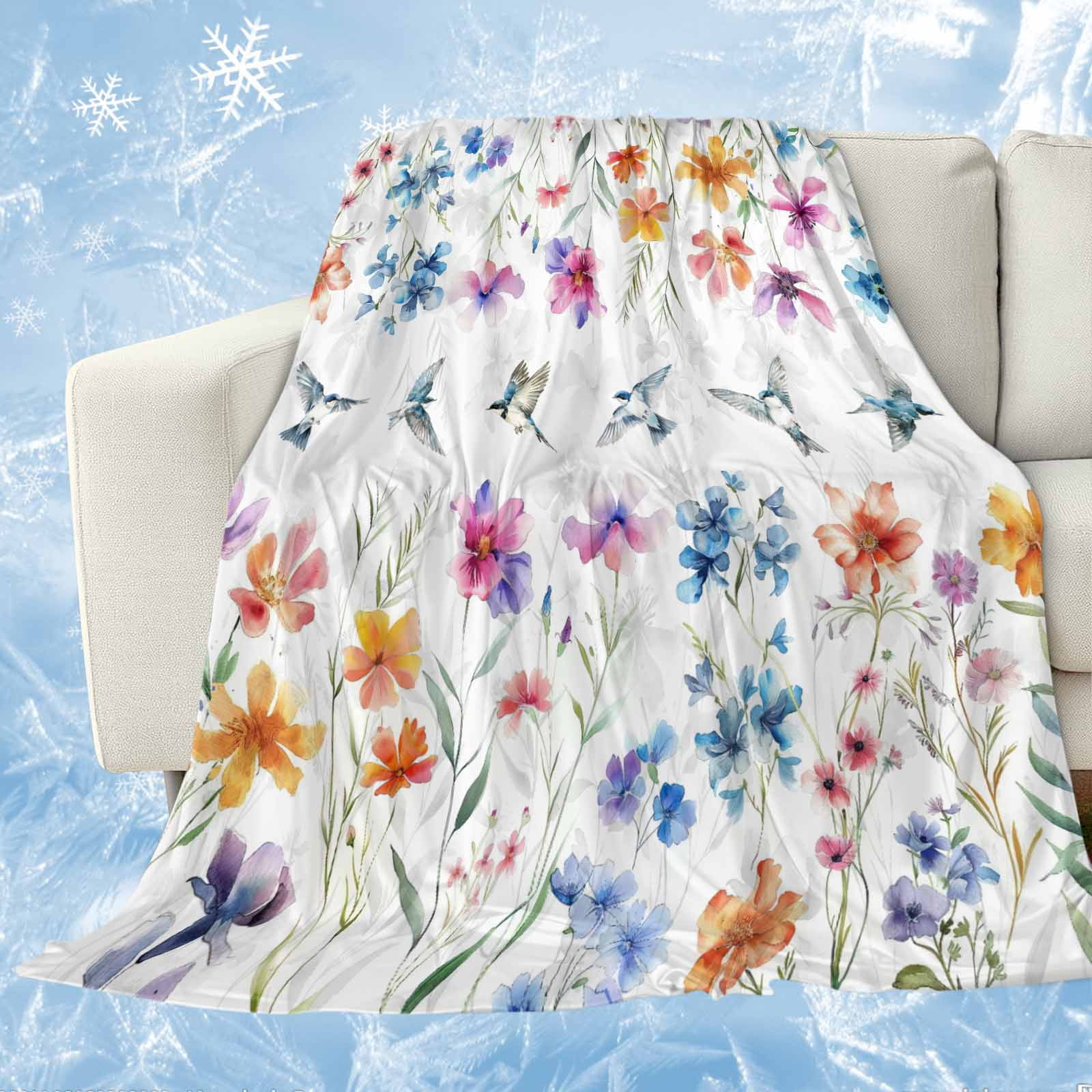 Colorful Spring Floral Cooling Blanket,Lightweight Breathable Summer ...