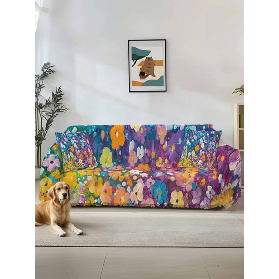 Colorful Spring Floral Couch Cover Sofa Covers 3 Cushion Sectional ...