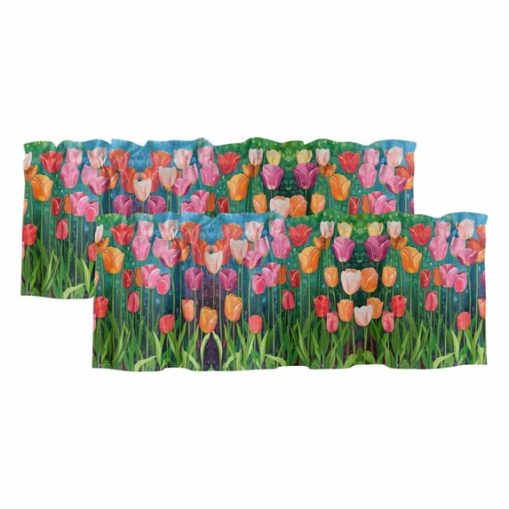 Colorful Spring Floral Curtain Valances for Windows, Kitchen Valance ...