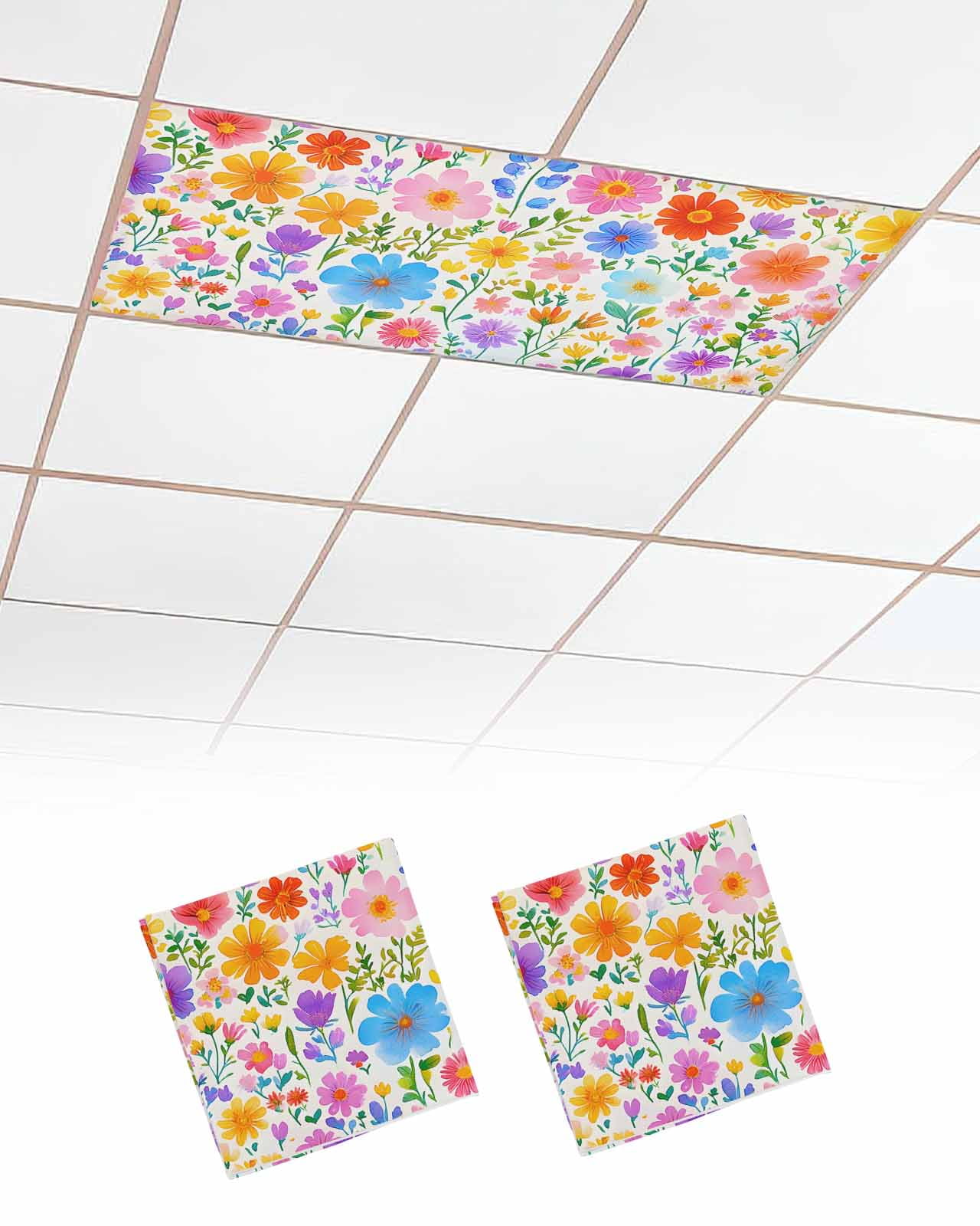 Colorful Spring Floral Fluorescent Light Covers for Ceiling Lights 4x2 ...