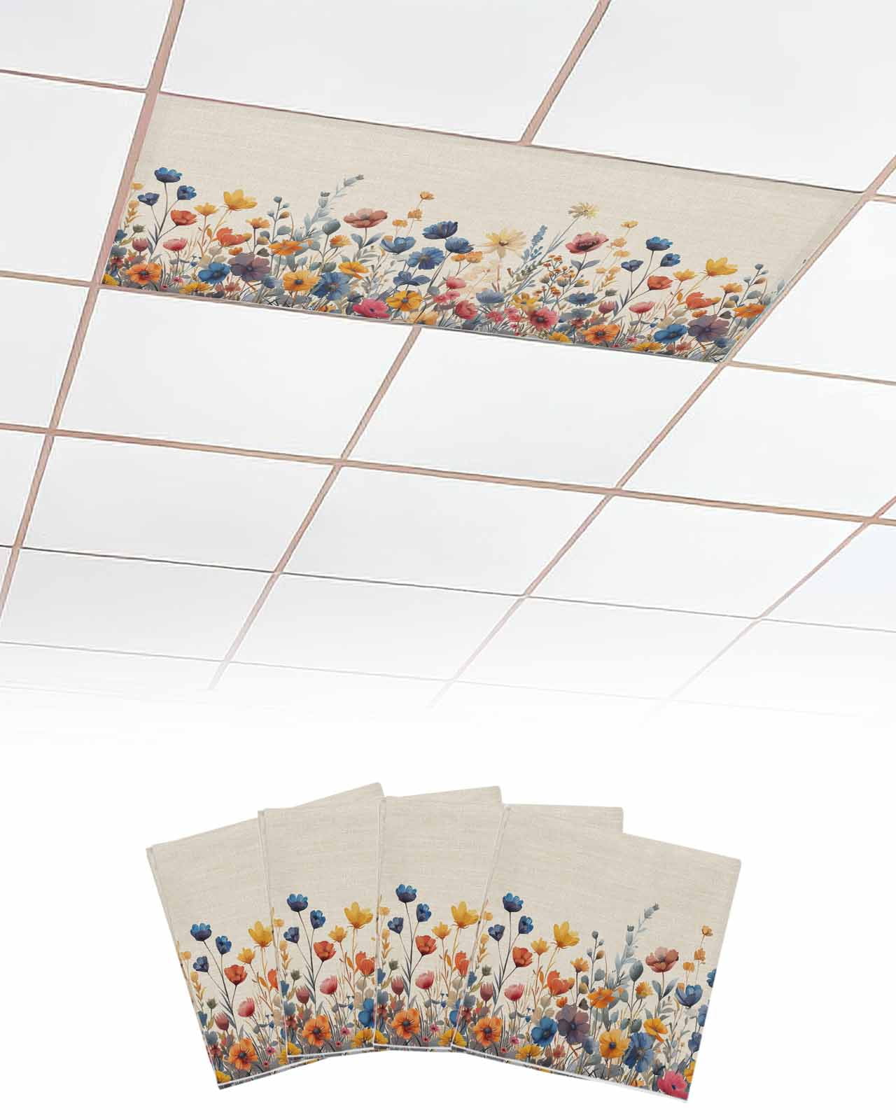 Colorful Spring Floral Fluorescent Light Covers for Ceiling Lights 4x2 ...