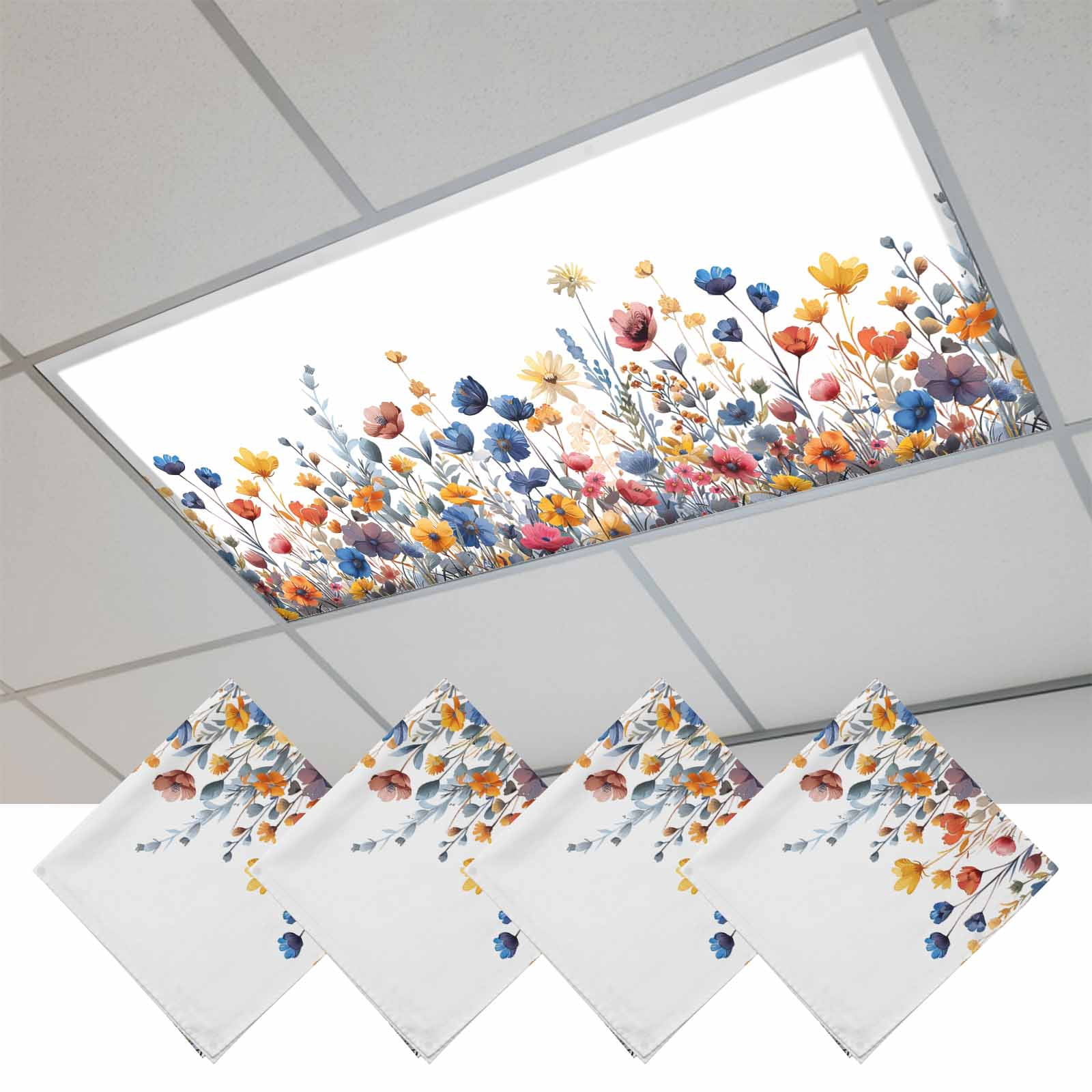 Colorful Spring Floral Fluorescent Light Covers, Elegant Summer ...