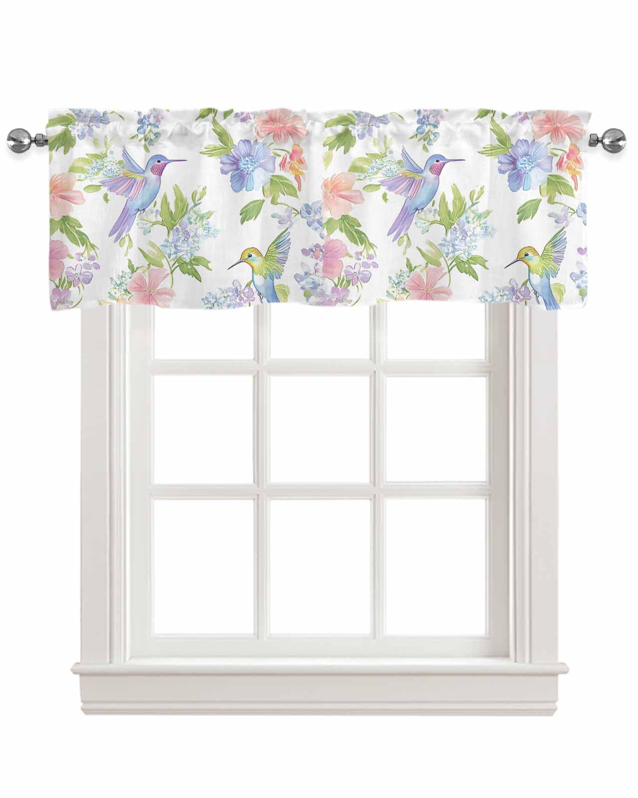 Colorful Spring Floral Kitchen Valances for Windows Farmhouse Linen ...