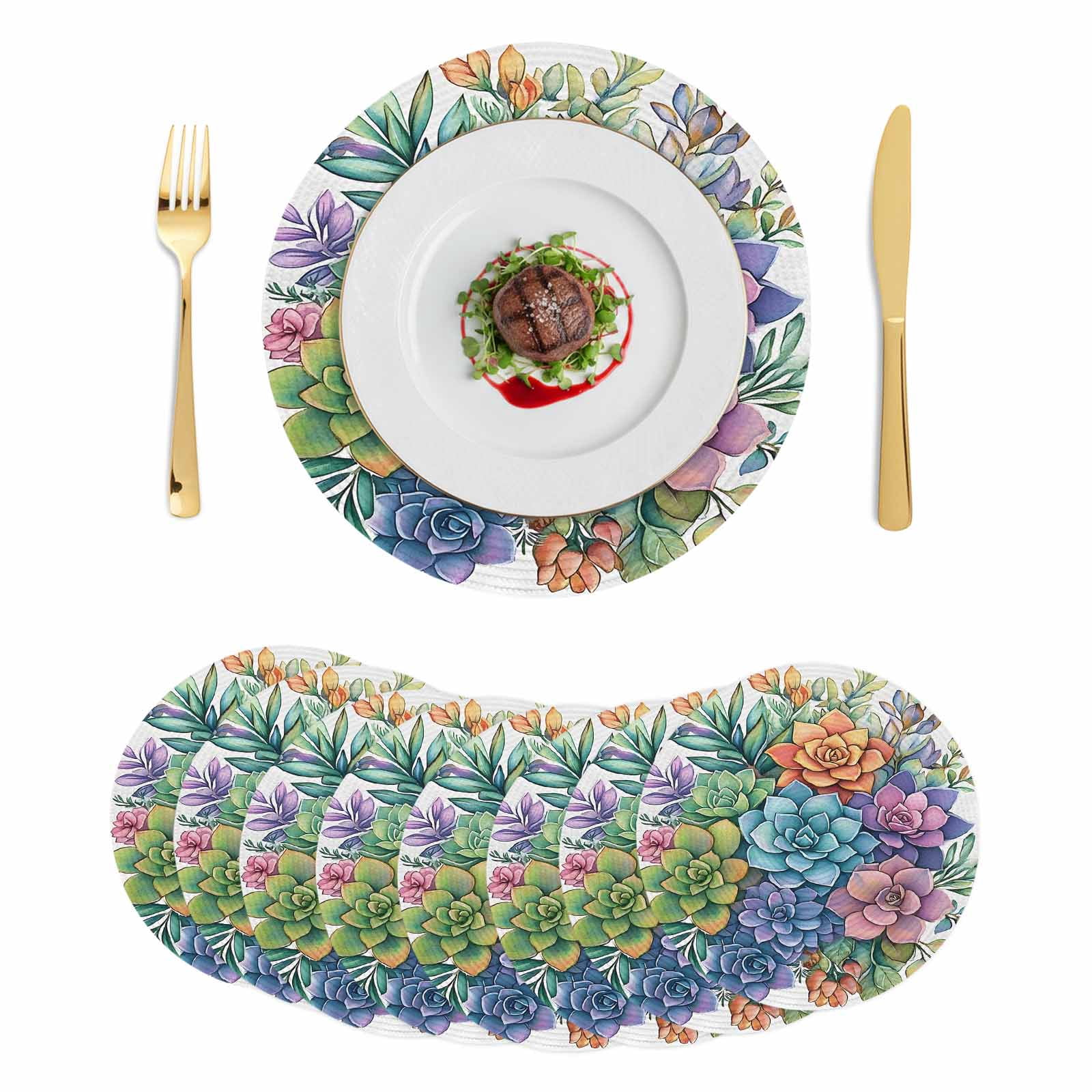 Colorful Spring Floral Round 13 Inch Placemats Set of 8, Summer ...