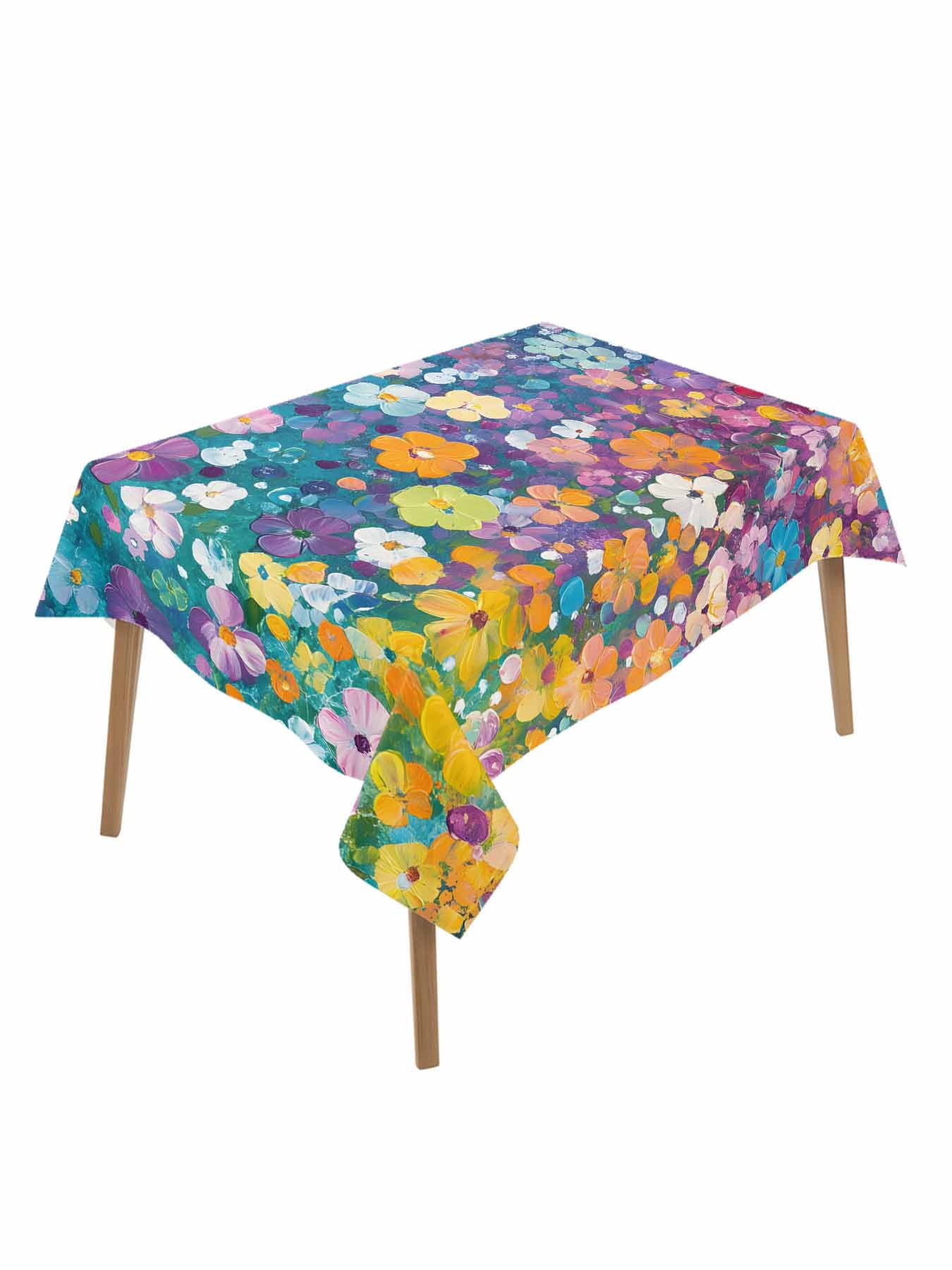 Colorful Spring Floral Table Cloth, Modern Oil Painting Abstract Art ...