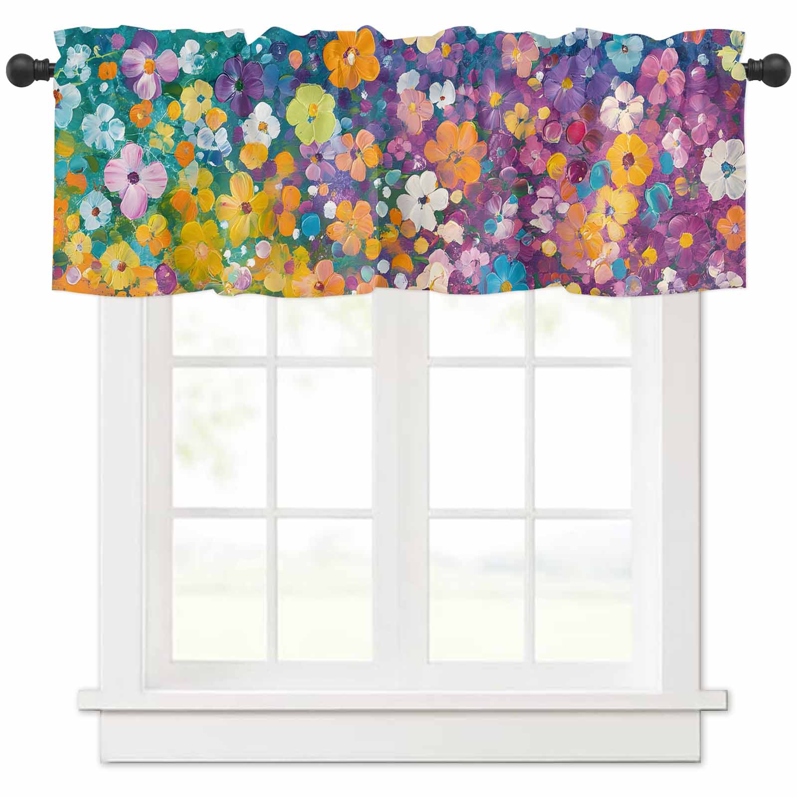 Colorful Spring Floral Valances for Windows Farmhouse Kitchen Curtains ...