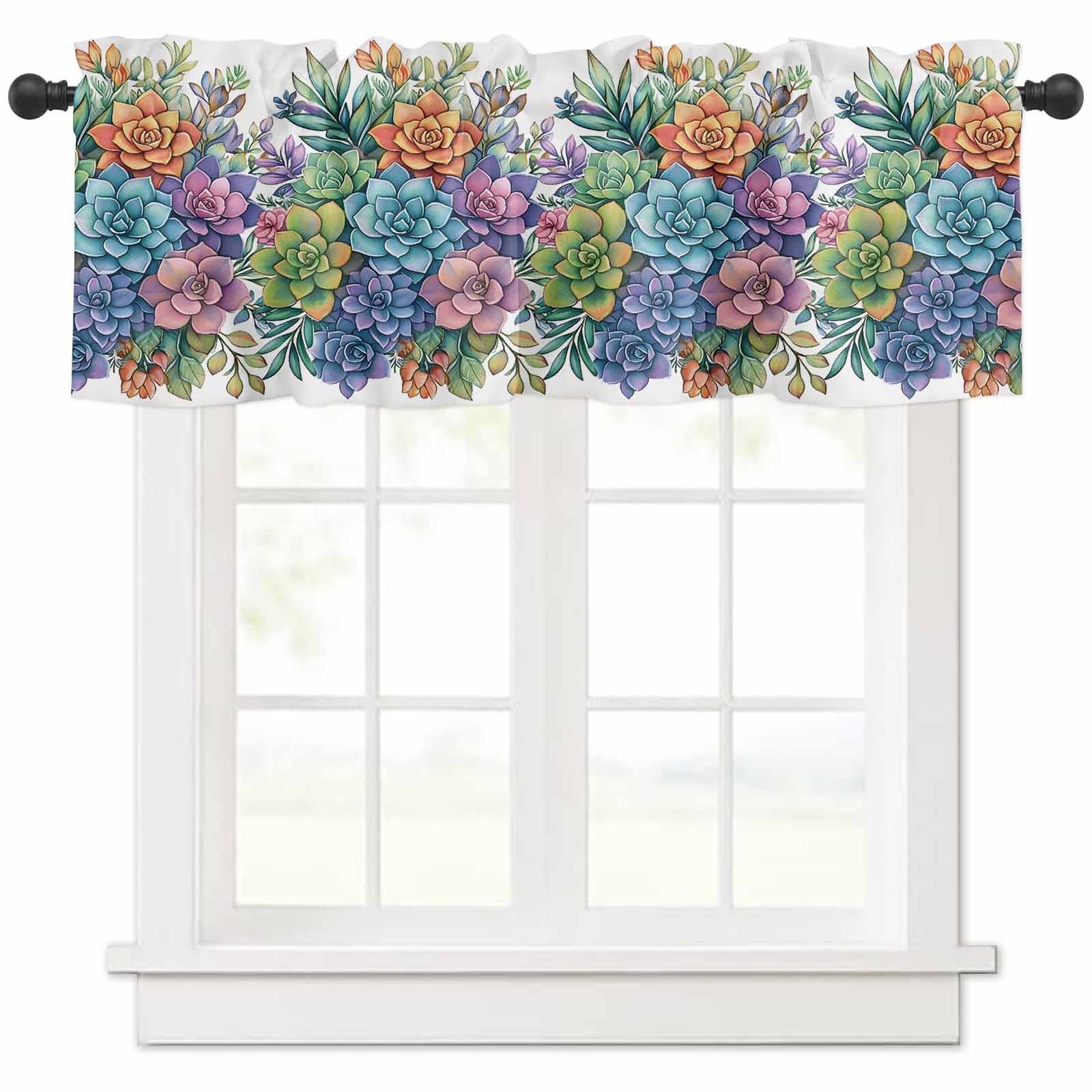 Colorful Spring Floral Valances for Windows Farmhouse Kitchen Curtains ...