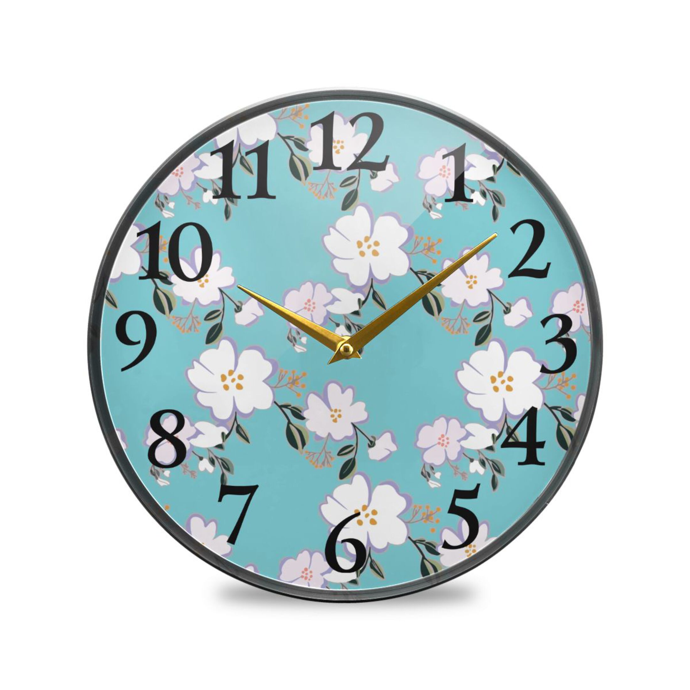 Colorful Spring Floral Wall Clocks Battery Operated 9.5 Inch Round ...