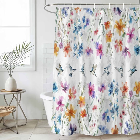 Colorful Spring Floral Waterproof Fabric Shower Curtain,Summer ...