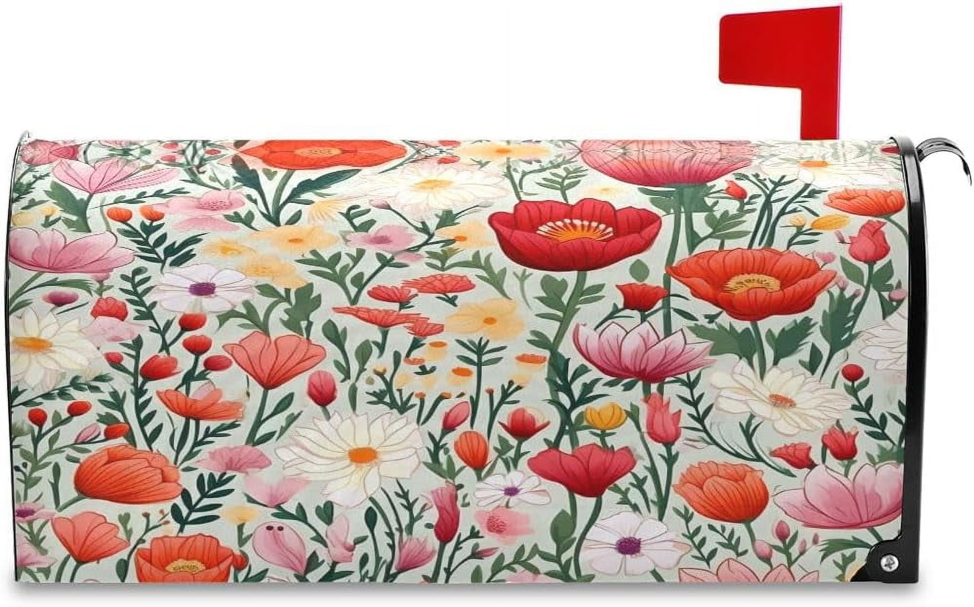 Colorful Spring Flower Magnetic Mailbox Cover 25.5x21in Oxford Cloth ...