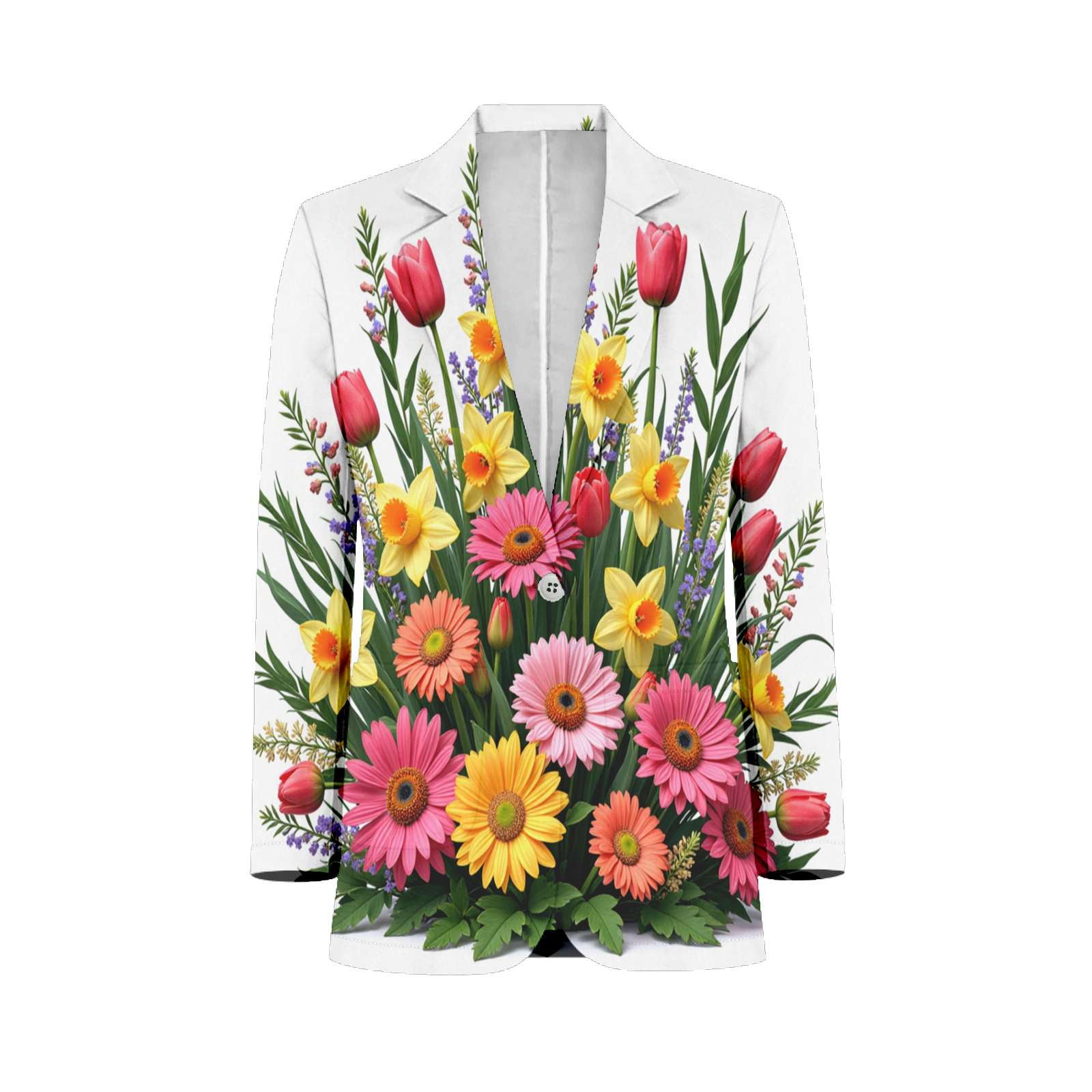 Colorful Spring Flowers Arrangement Mens Suits Shawl Collar Slim Fit ...