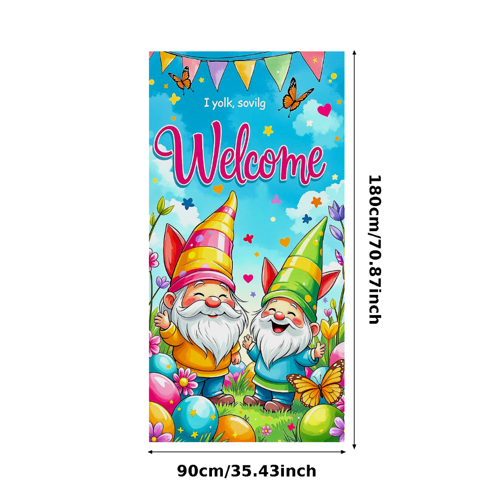 Colorful Spring Themed Welcome Banner with Gnomes Butterflies and Eggs ...