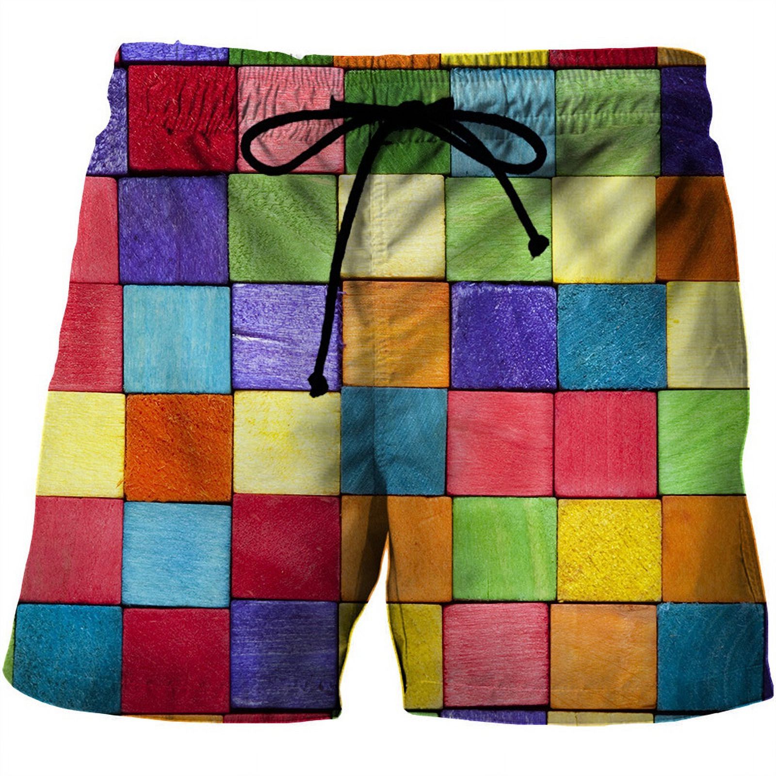 Colorful Square Lattice 3D Print Beach Shorts Men Women Kid Fashion ...