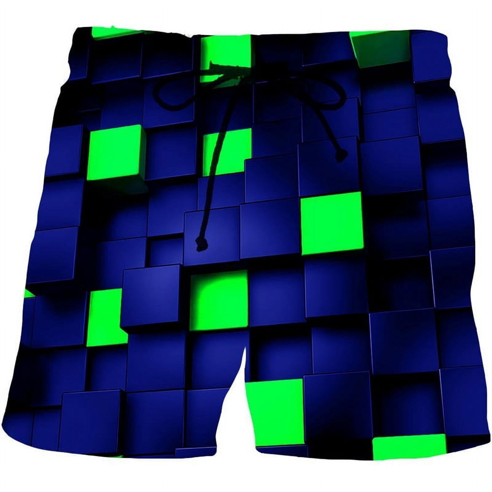 Colorful Square Lattice 3D Print Beach Shorts Men Women Kid Fashion ...