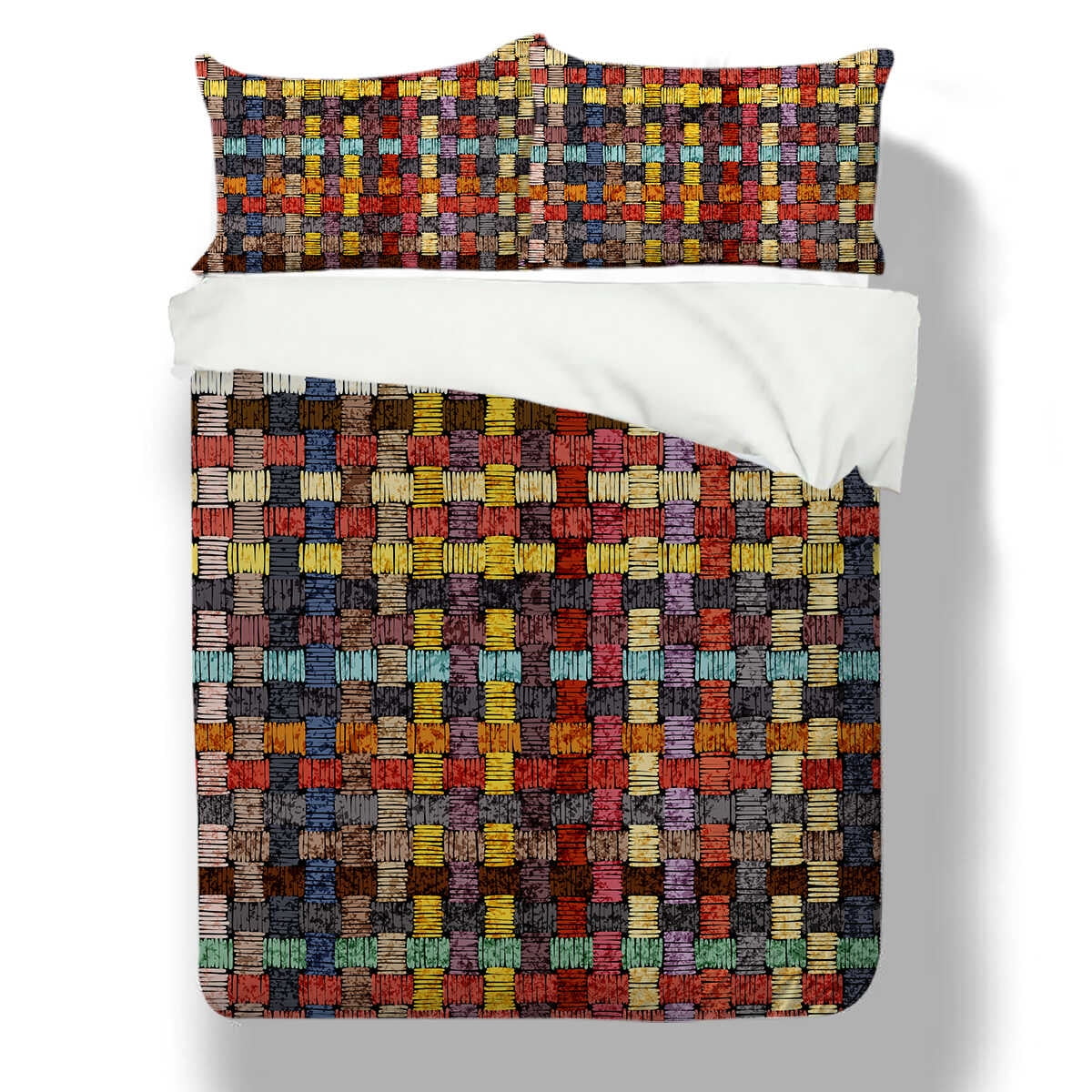 Colorful Square Style Bedding Duvet Comforter Bed Cover Set Bedclothe ...