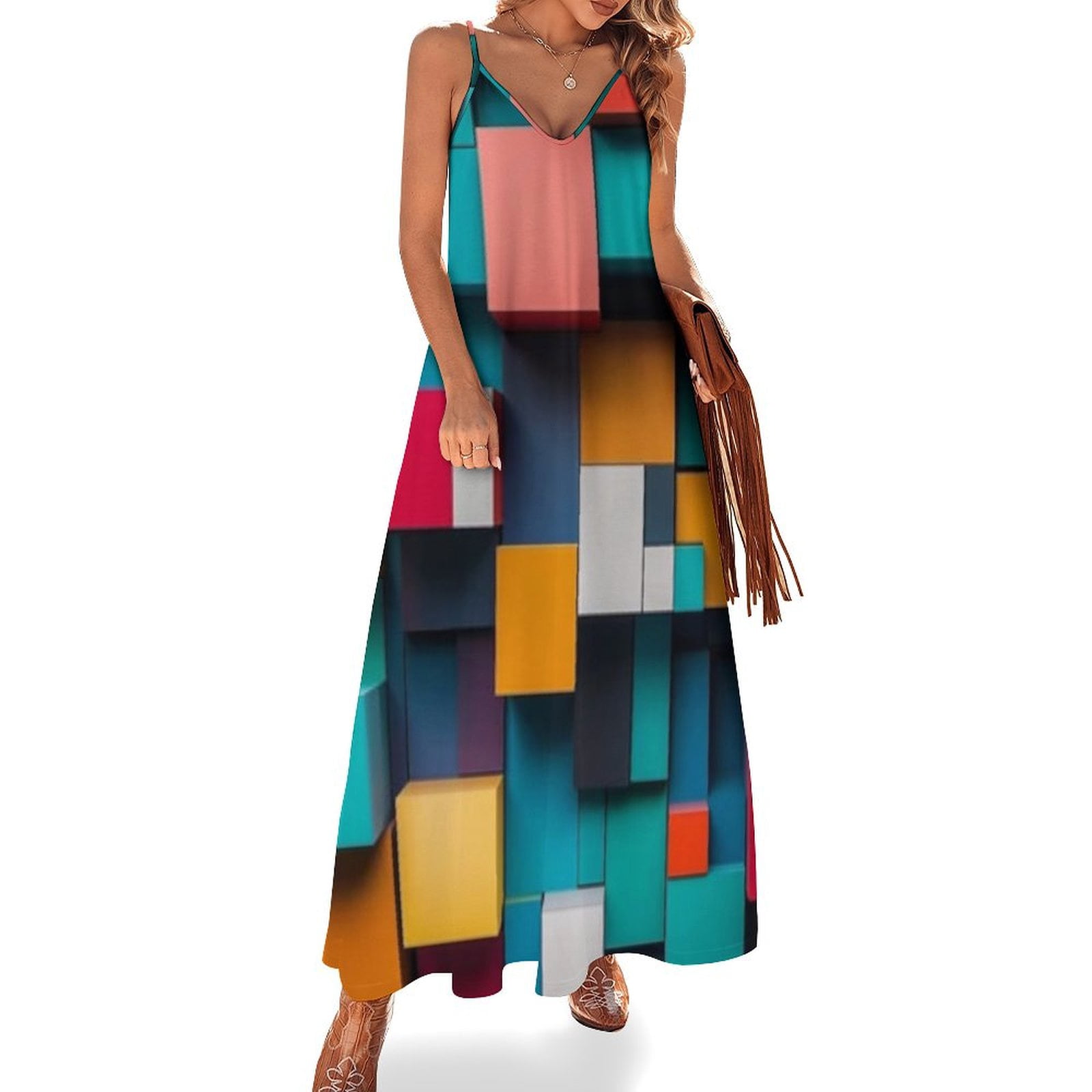Colorful Squares (100) Dress Party Ladies Skinny Suspender Ankle Long ...