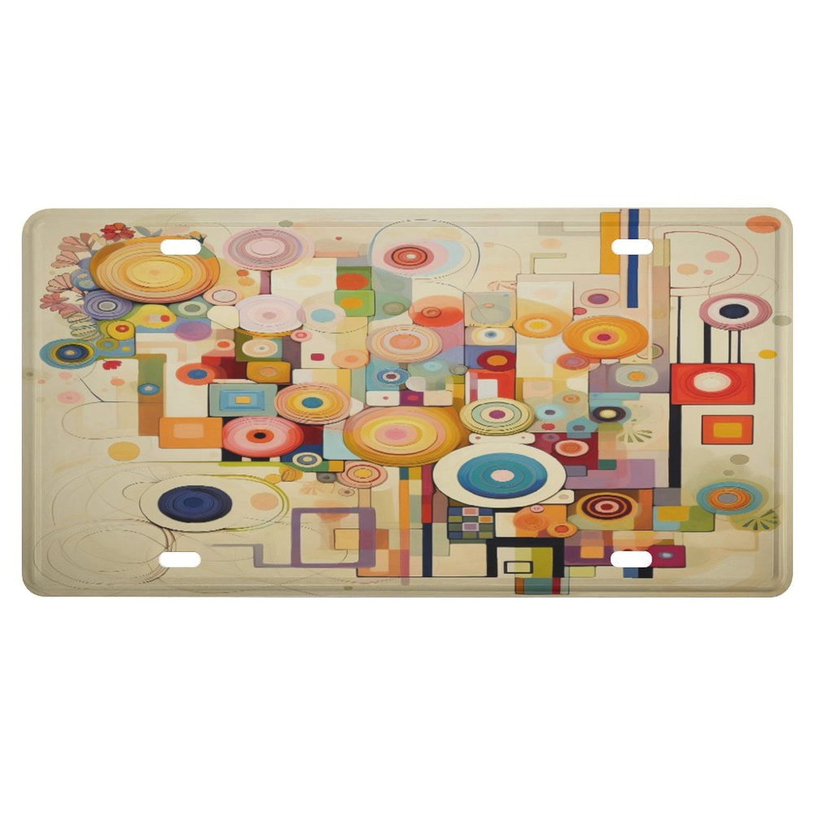 Colorful Squares And Flowers Lisencenplate Cover Personalized Custom ...