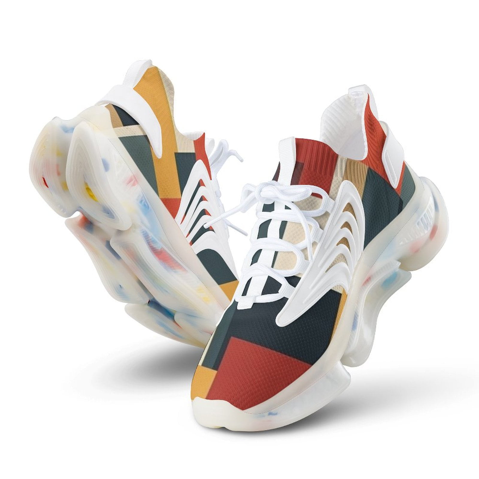 Colorful Squares Geometric Modern Art Walking Shoes for Men Woman ...