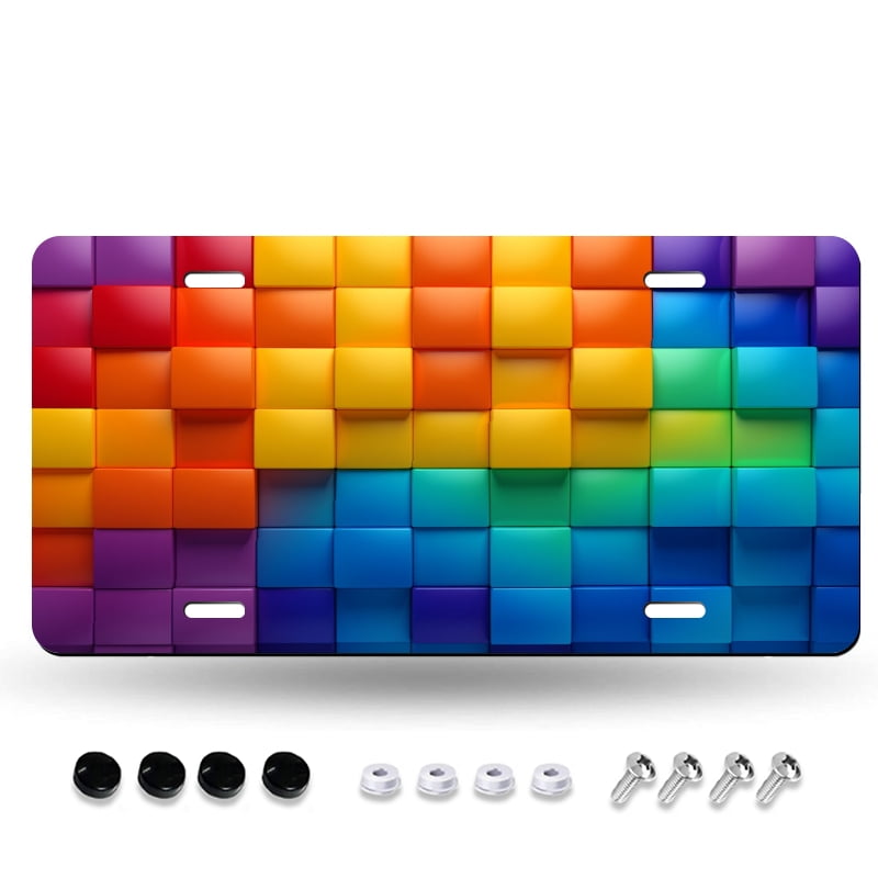 Colorful Squares with Light and Shadow Effects License Plate Frame ...