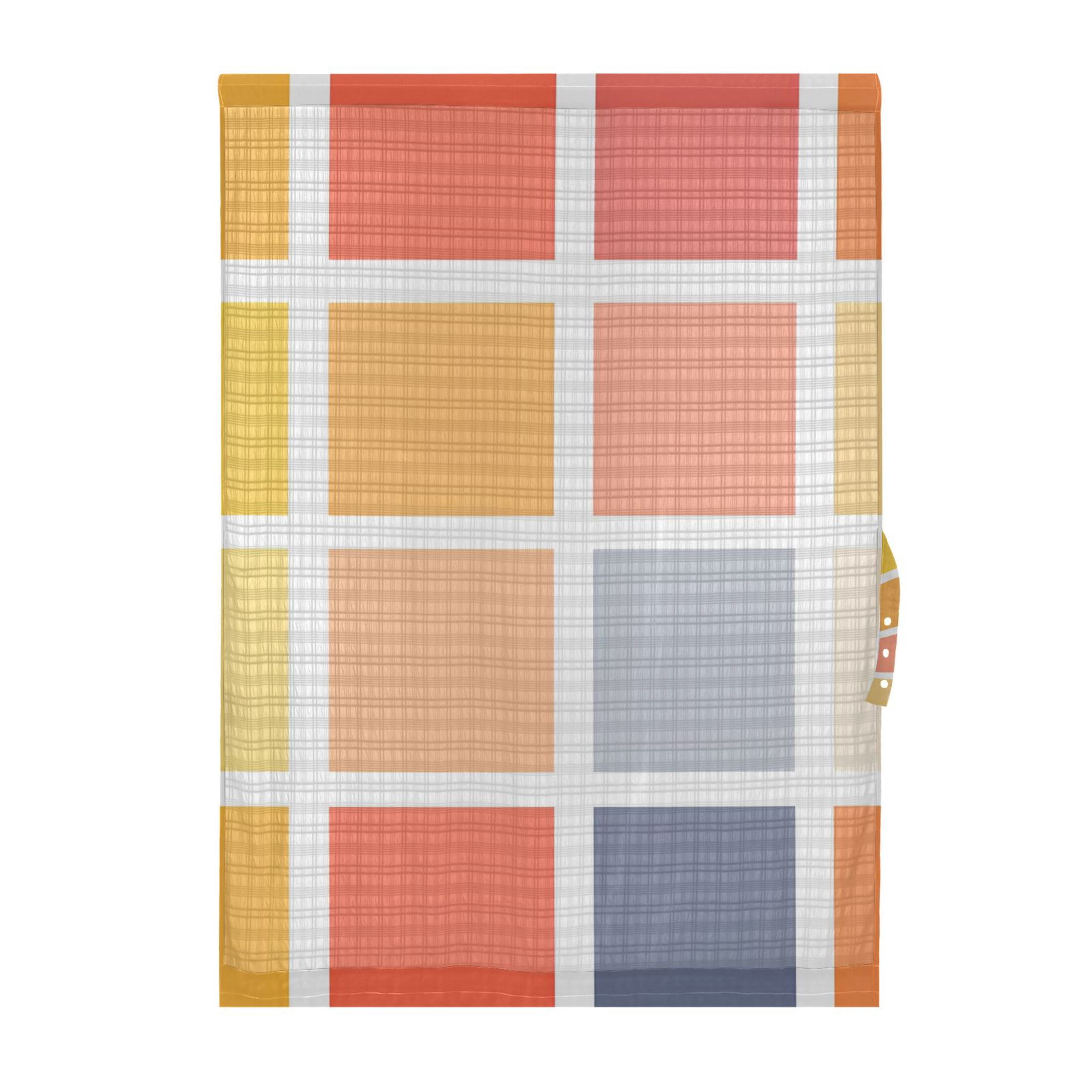 Colorful Squares Pattern Door Curtain Sheer Privacy Light Filtering ...
