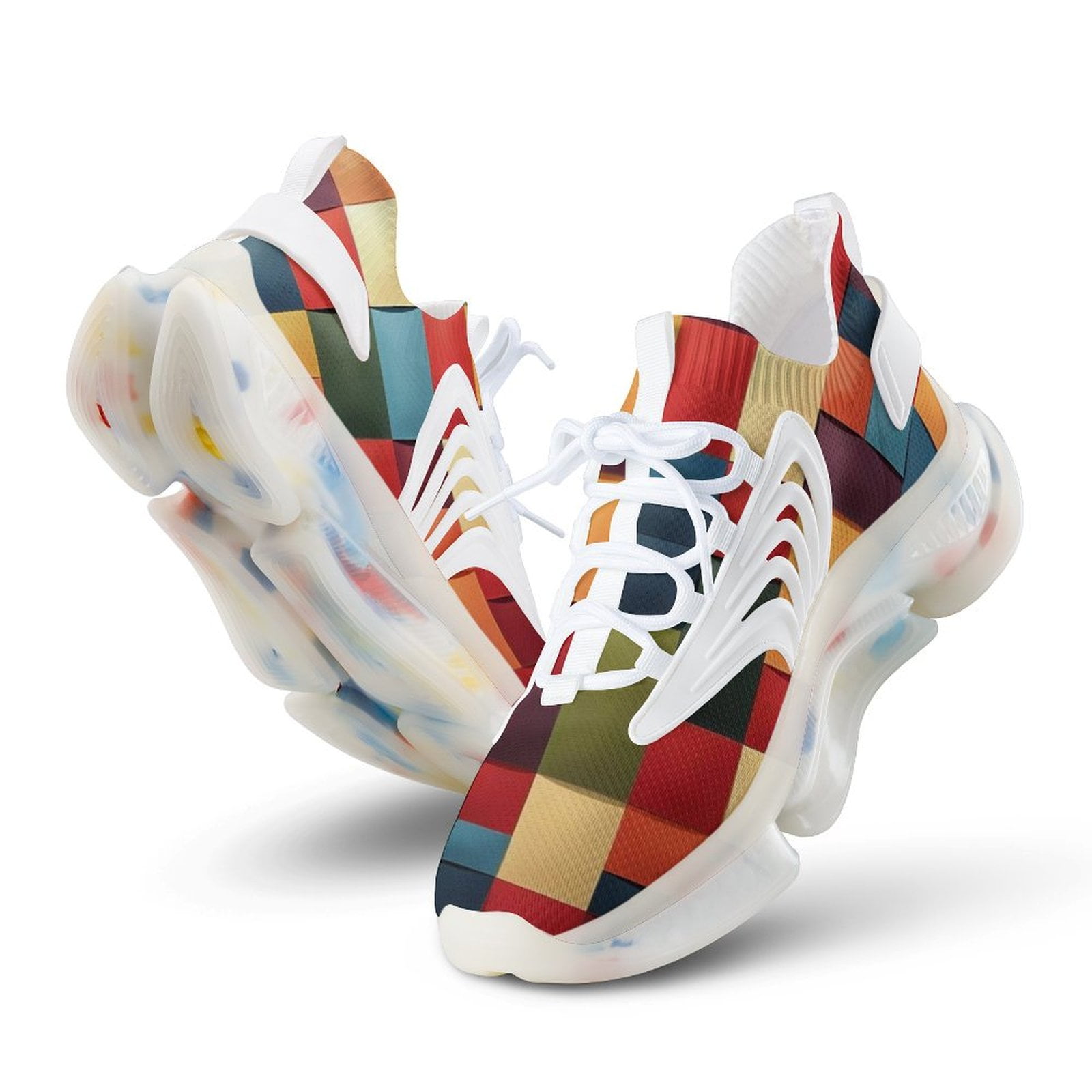 Colorful Squares Walking Shoes for Men Woman Lightweight Tennis Fashion ...