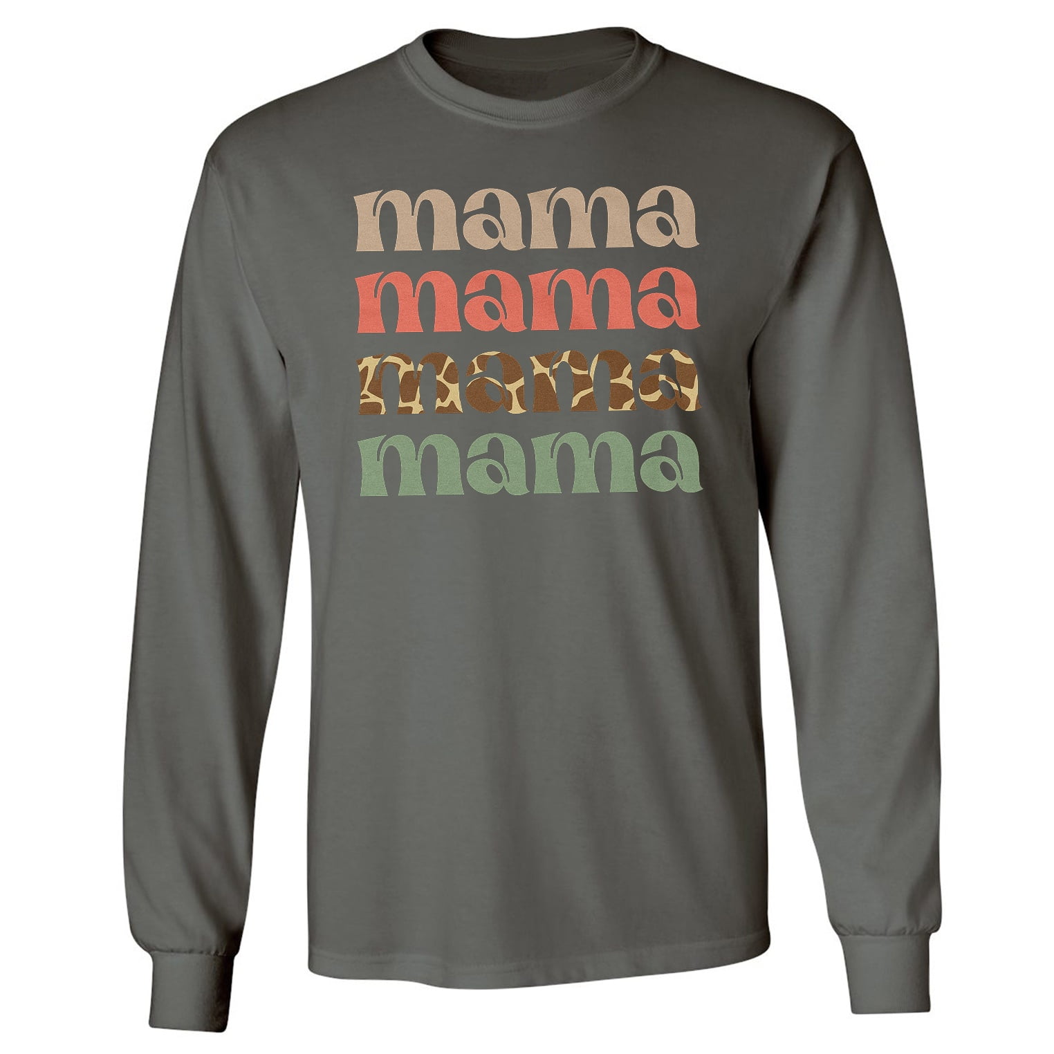 Colorful Stacked Mama - Mother's Day Gift Long Sleeve T-Shirt (Gray ...