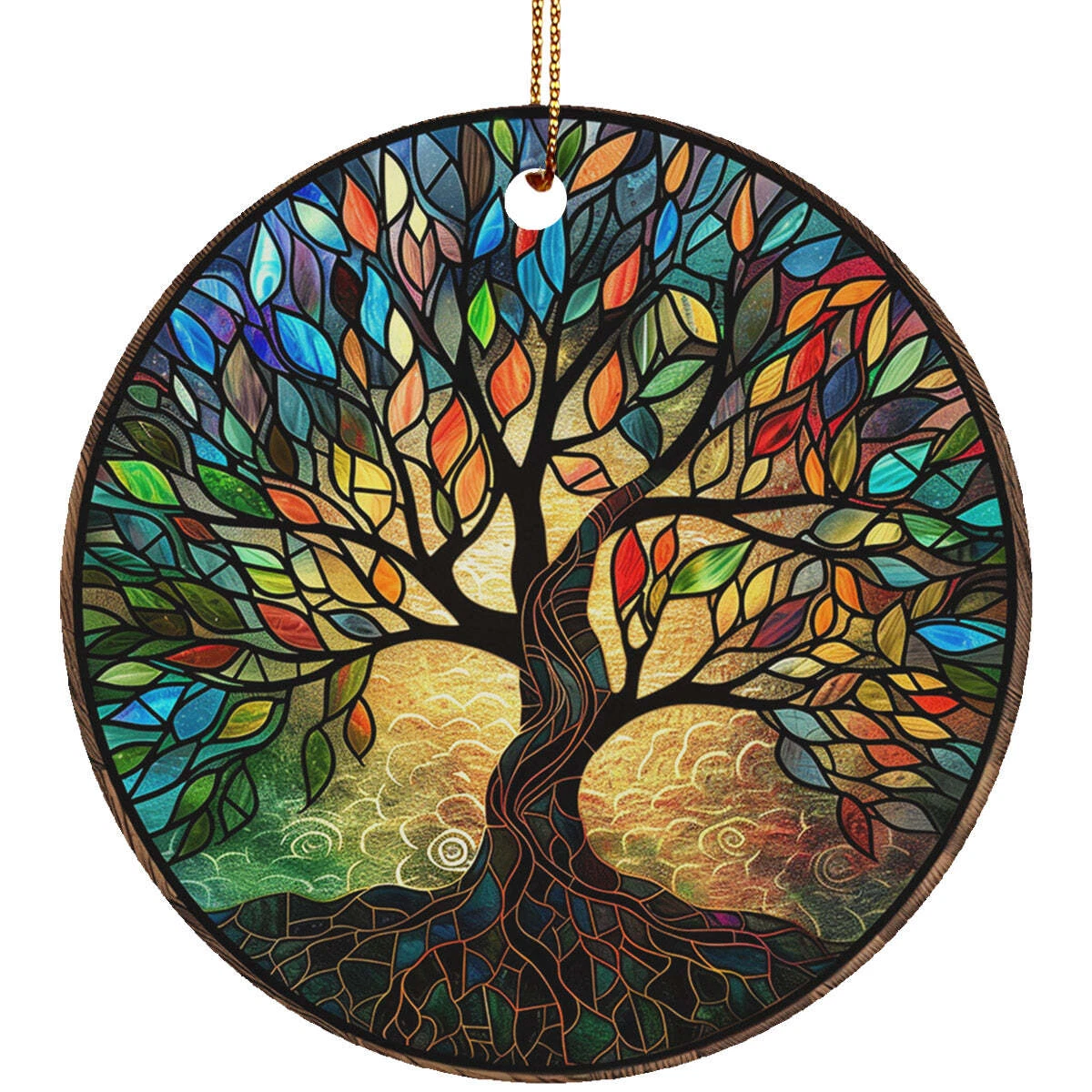 Colorful Stained Glass Art Tree Of Life Ornament Tree He Decor 1PC ...
