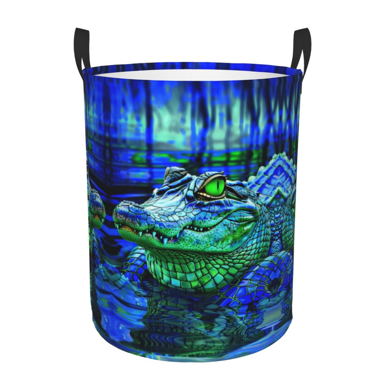 Colorful Stained Glass Crocodile Laundry Basket with Handles ...