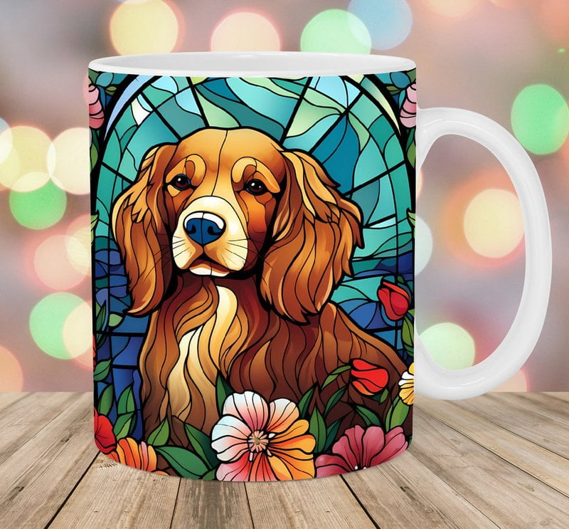 Colorful Stained Glass Dog Pappy Mug Funny Coffee Mug Ceramic Cup Tea ...