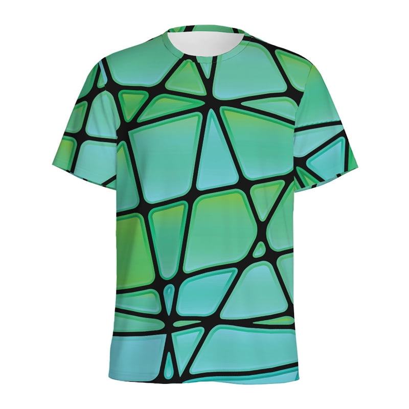 Colorful Stained Glass Pattern T Shirts Men Retro 3D Printed Geometric ...
