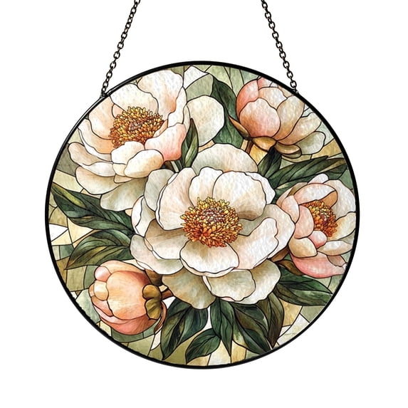 Colorful Stained Glass Window Suncatcher Peony Panel, Floral Window ...