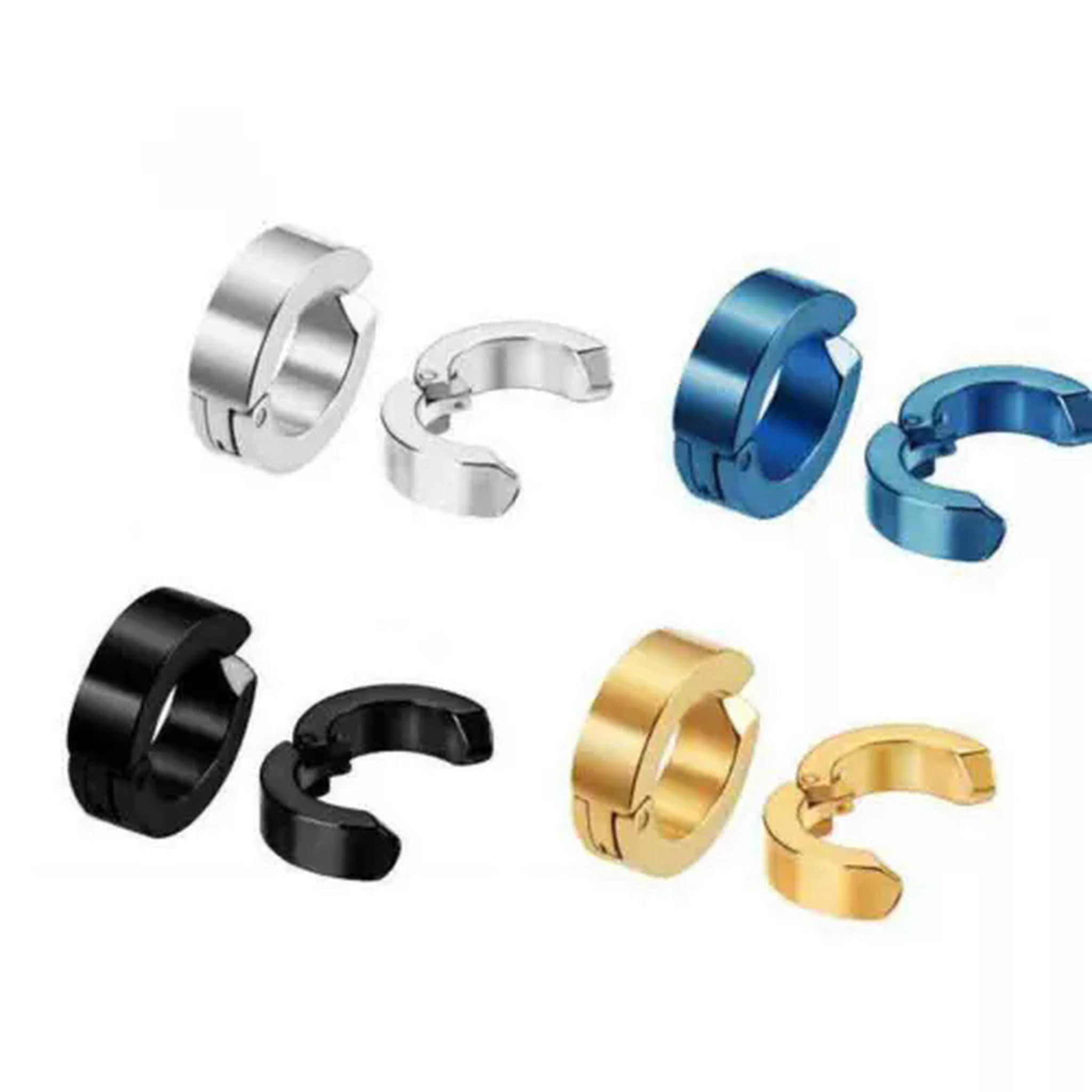 Colorful Stainless Steel Non Piercing Magnet Earrings Charm Hoop ...