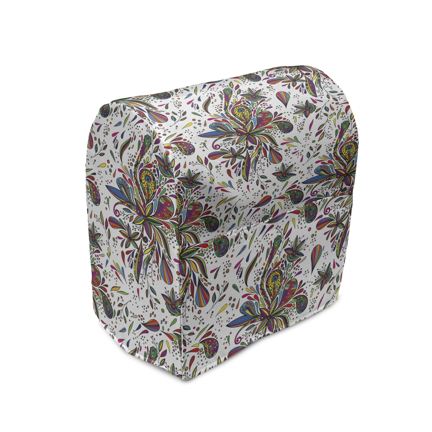 Colorful Stand Mixer Cover, Flower Themed Pattern with Floral Ornament ...