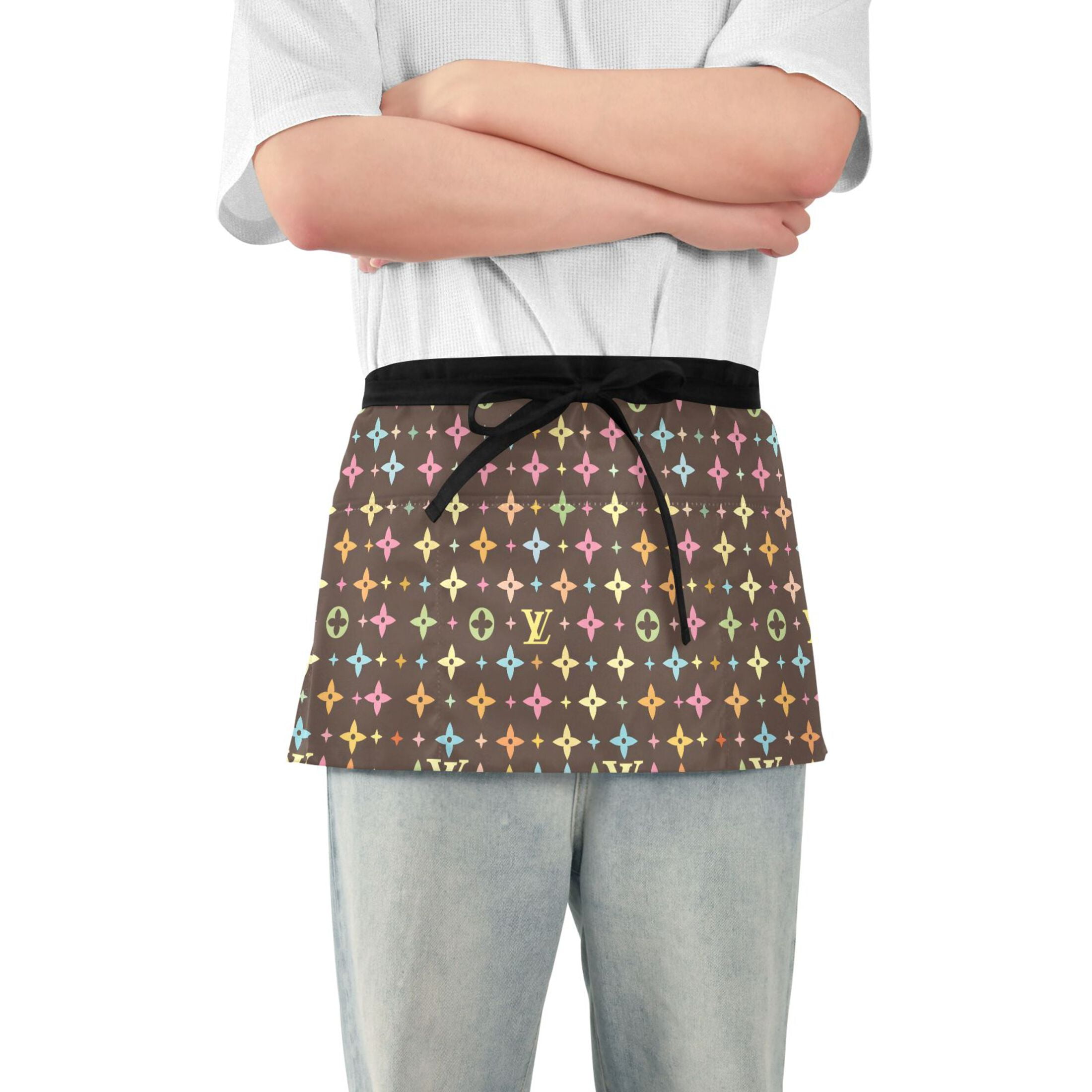 Colorful Star Character Server Apron with 3 Pockets Waterproof Waitress ...