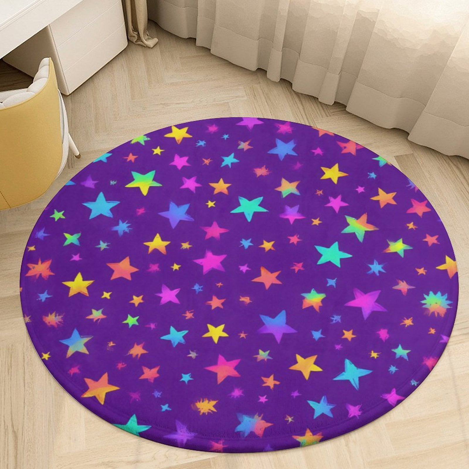 Colorful Star Pattern Background Round Area Rugs for Bedroom Living ...