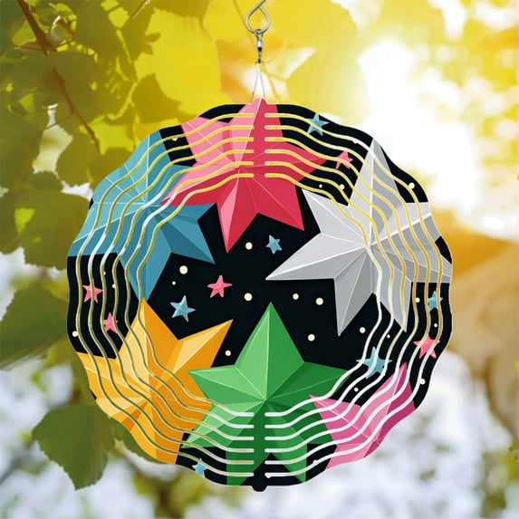Colorful Star Pattern Metal Hanging Wind Spinners & Chimes for Yard ...