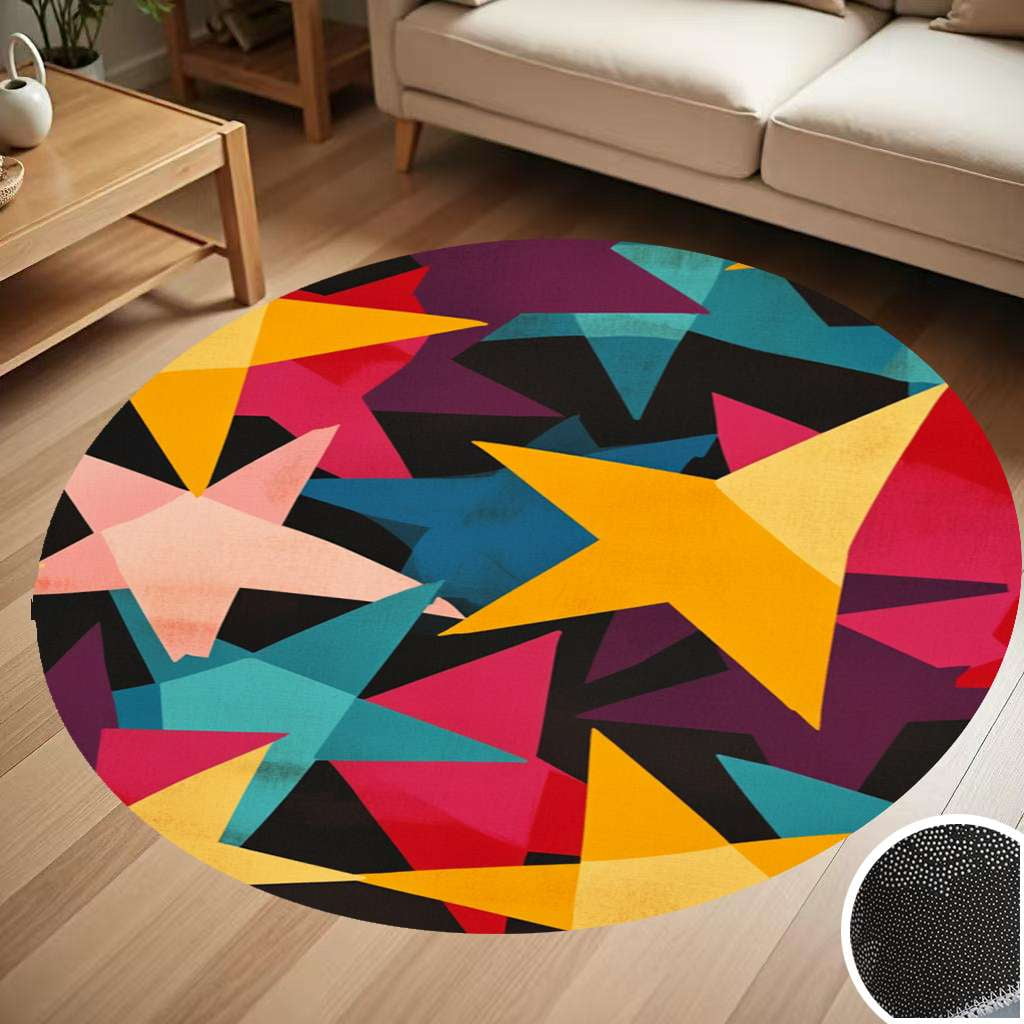 Colorful Star Round Carpet Living Room Bedroom Home Decoration Coffee ...