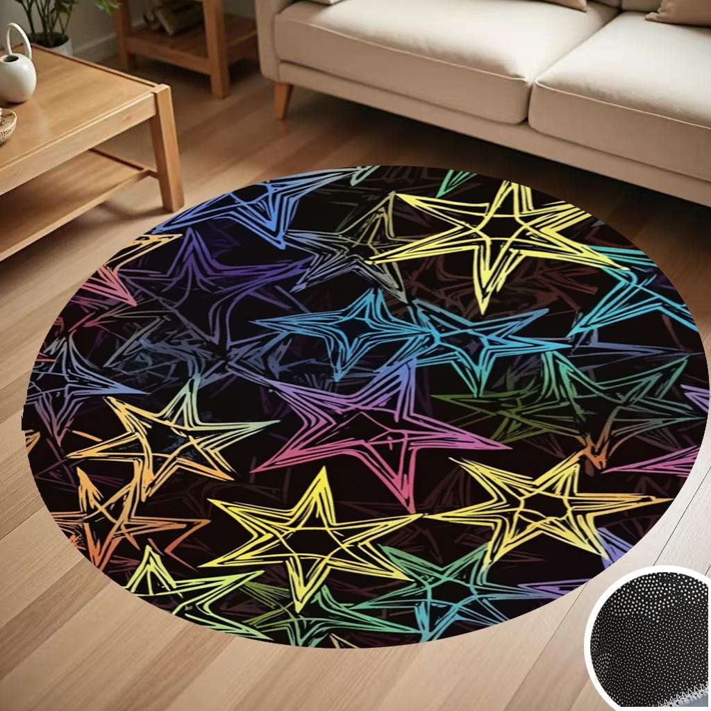 Colorful Star Round Carpet Living Room Bedroom Home Decoration Coffee ...