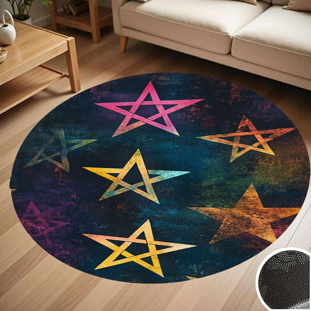 Colorful Star Round Carpet Living Room Bedroom Home Decoration Coffee ...