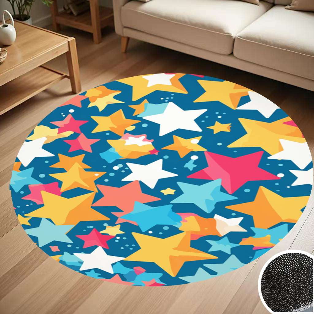 Colorful Star Round Carpet Living Room Bedroom Home Decoration Coffee ...