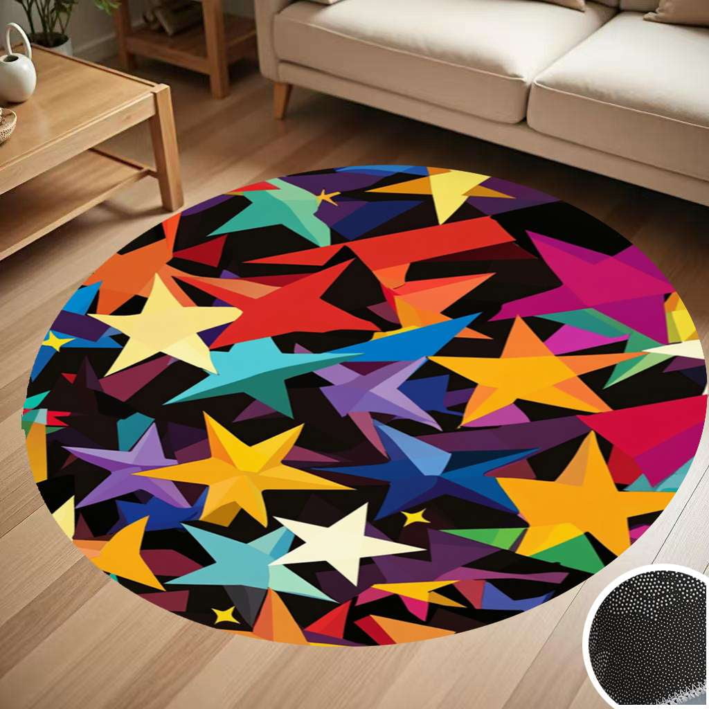 Colorful Star Round Carpet Living Room Bedroom Home Decoration Coffee ...