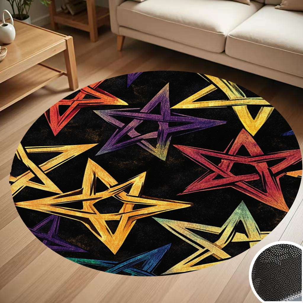 Colorful Star Round Carpet Living Room Bedroom Home Decoration Coffee ...