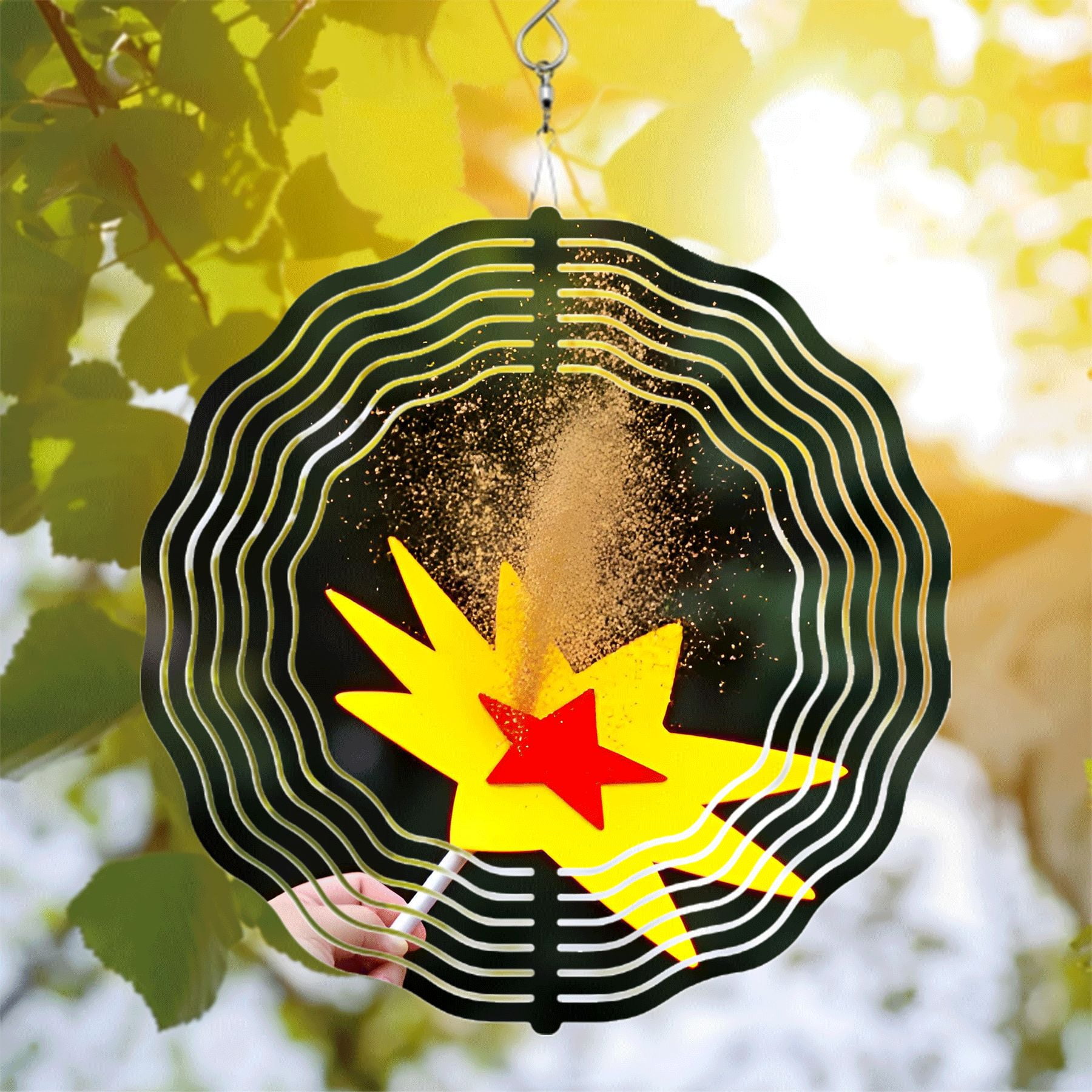Colorful Star-Shaped Metal Wind Spinner with Concentric Wave Design ...